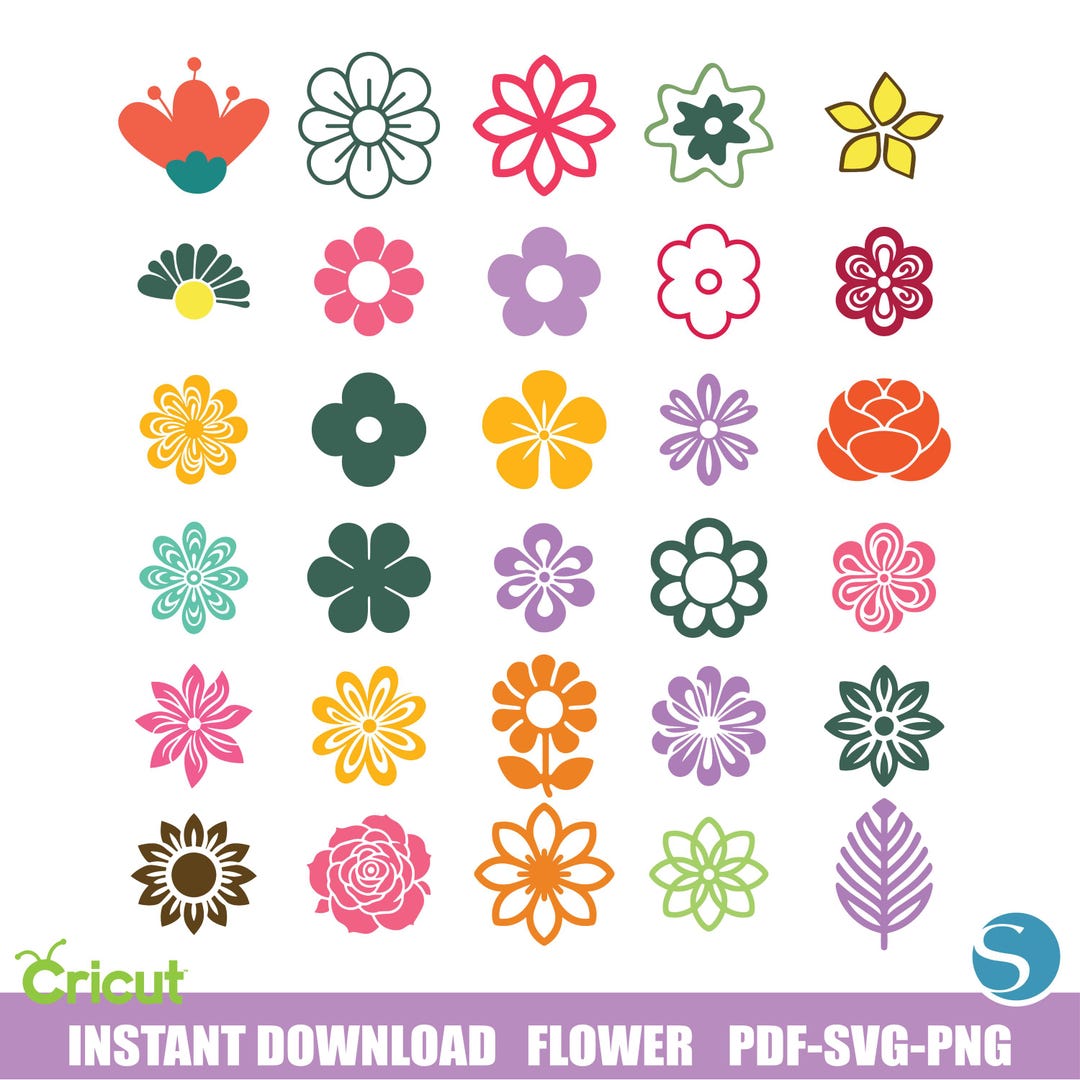 Flower Svg Bundle, Flower Png Bundle, Flower Clipart, Flower Bundle Svg ...