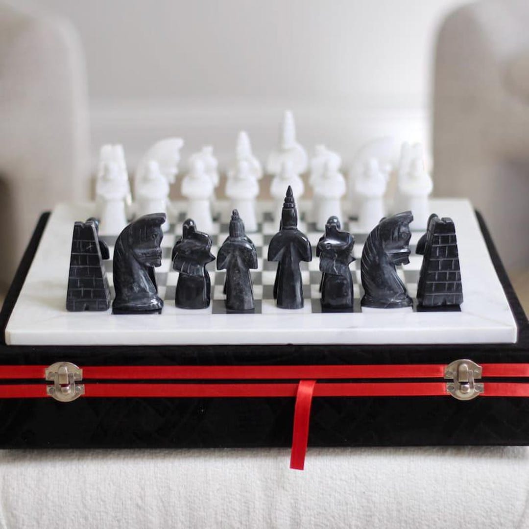 Handcrafted Marble Chess Set: Japanese Shogun Style, 16-inch Board - Etsy