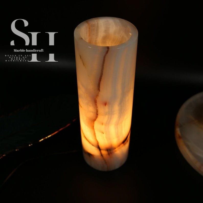 Handmade Onyx Table Lamp: Natural Marble Stone Night Light - Etsy