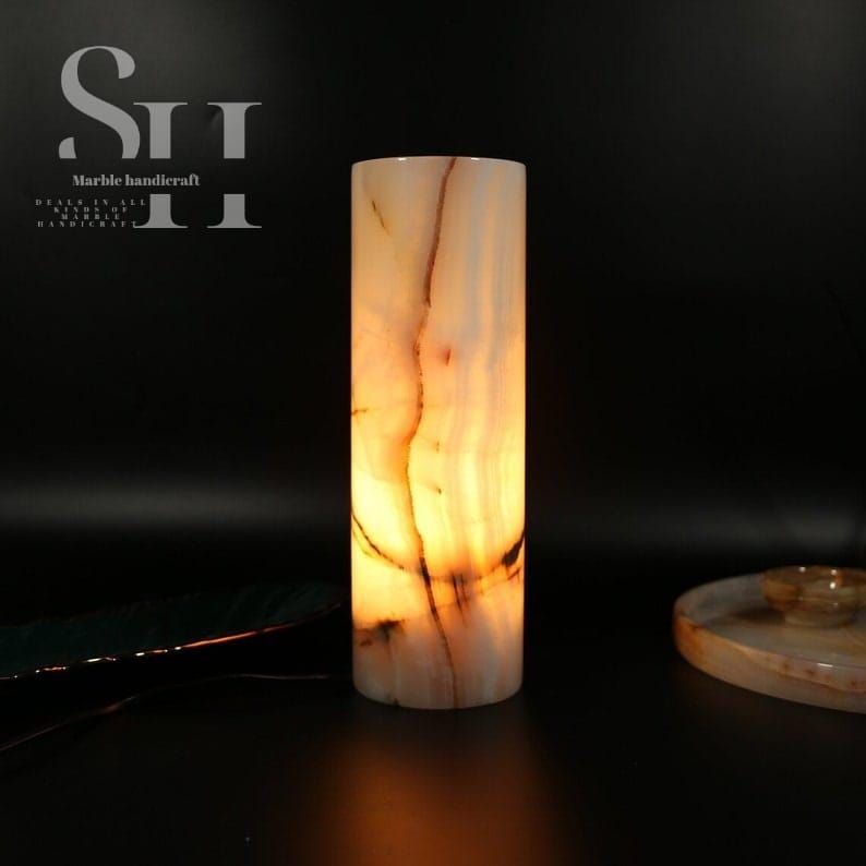 Handmade Onyx Table Lamp: Natural Marble Stone Night Light - Etsy