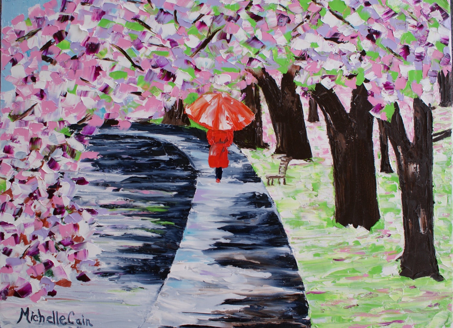 SALE 30% off Springtime Stroll Cherry Blossoms, Original Oil ...