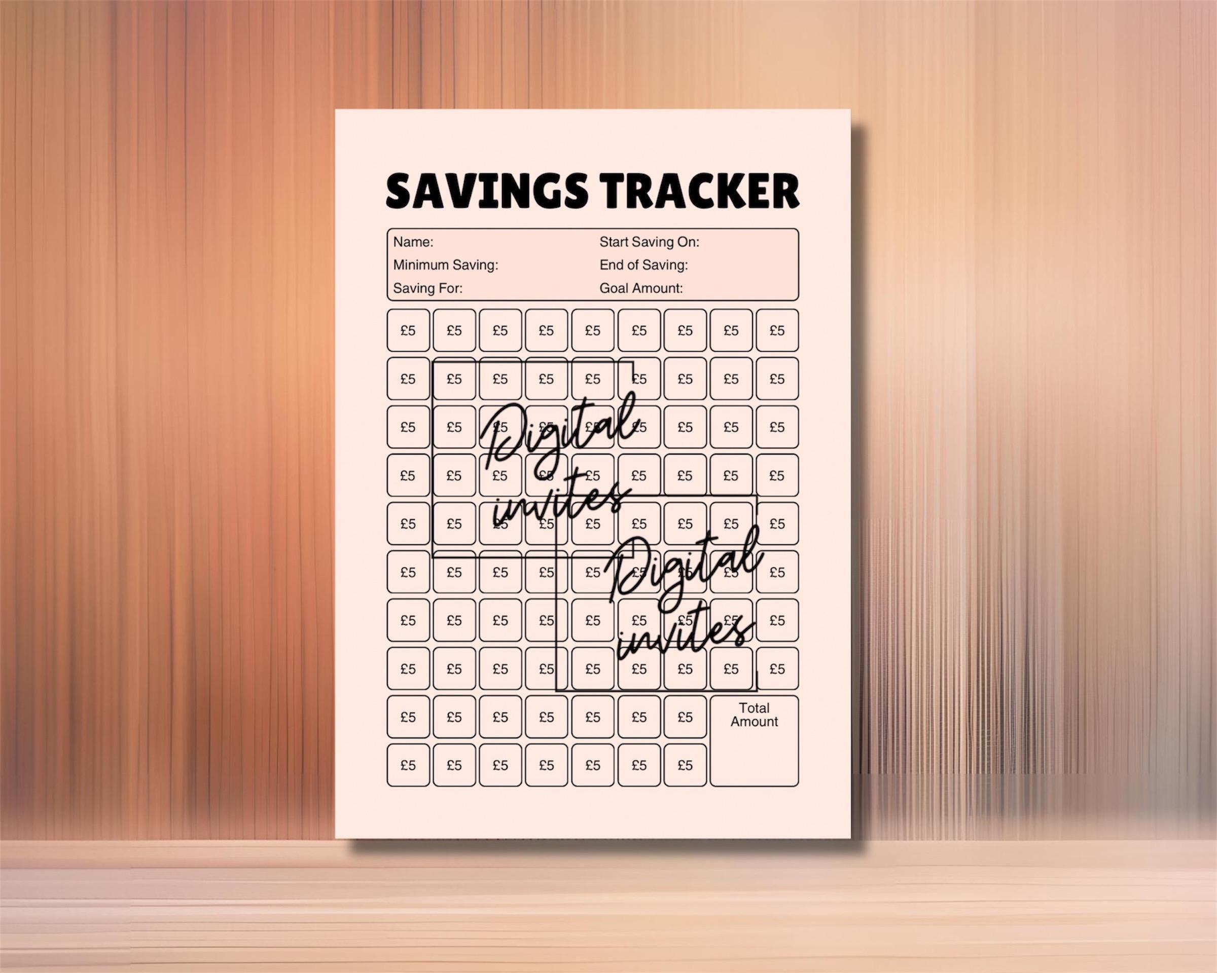Printable Savings Chart Tracker - Digital Printable Editable Savings ...