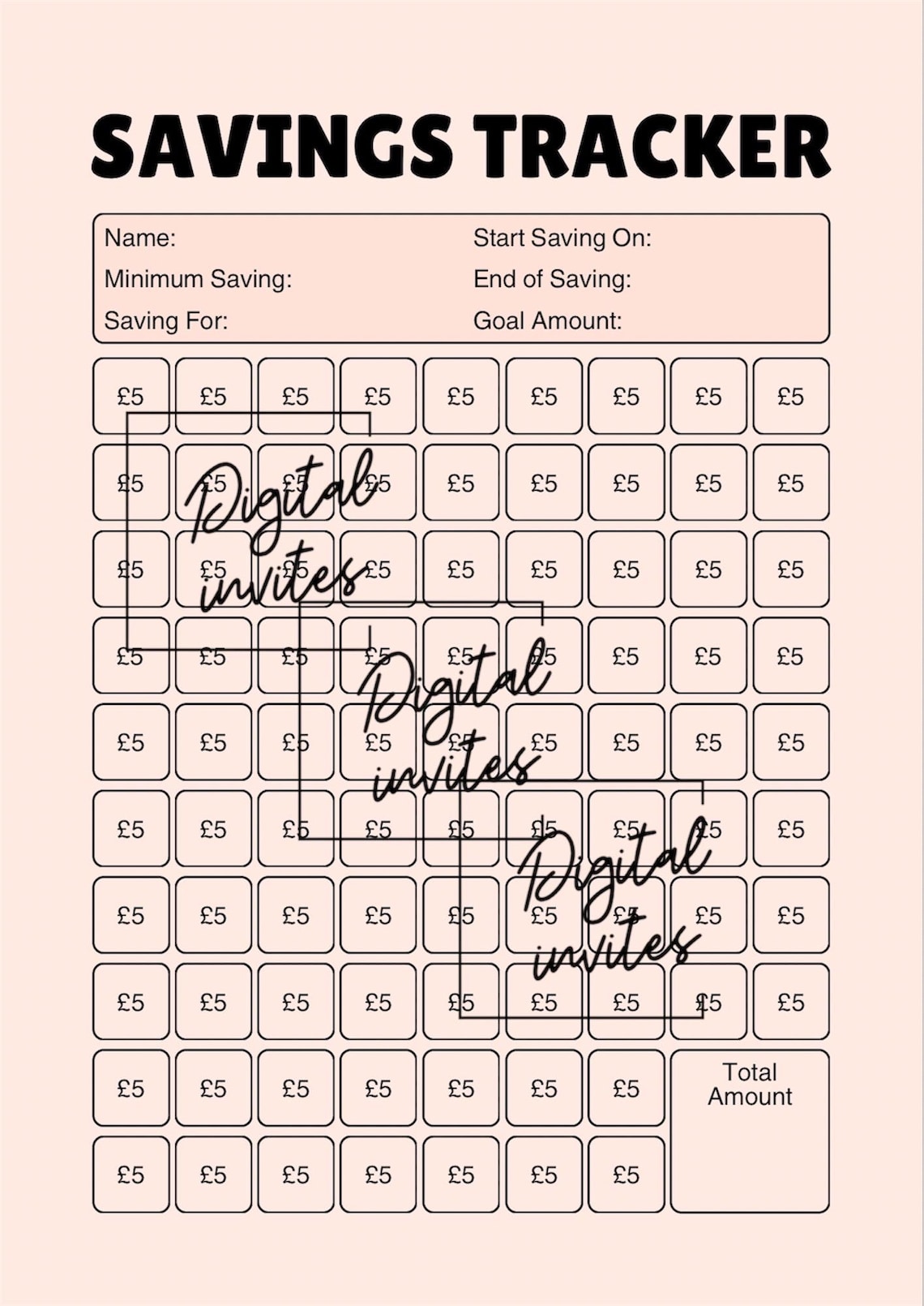 Printable Savings Chart Tracker - Digital Printable Editable Savings ...