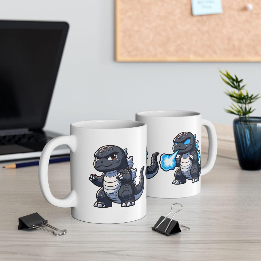 Cute Godzilla Ceramic Mug | Dinosaur Coffee Cup, Funny Gift for Kids ...