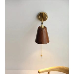 Wooden Wall Lamp, Plugin Wall Sconce, Wood Brass Wall Light, Wood Wall ...
