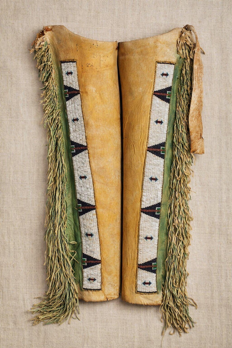 Genuine Suede Leather Beaded Chaps Western Fringe - Etsy