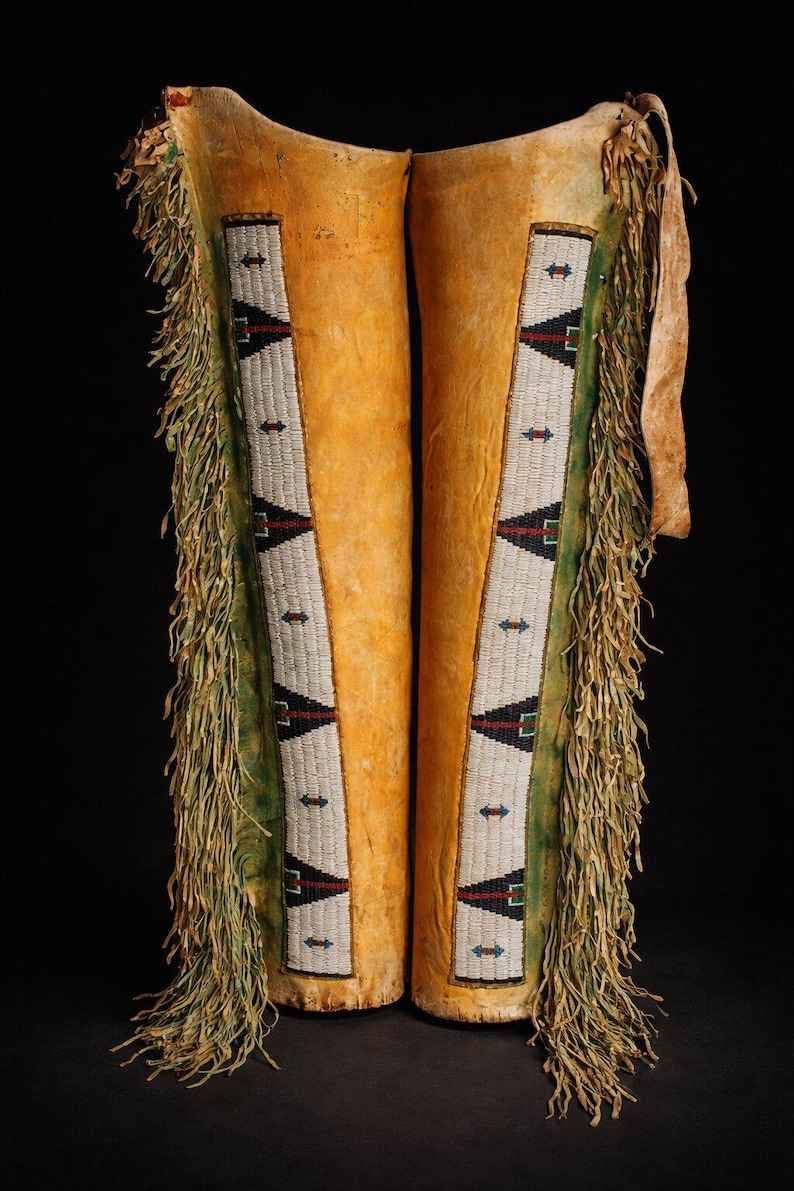 Genuine Suede Leather Beaded Chaps Western Fringe - Etsy