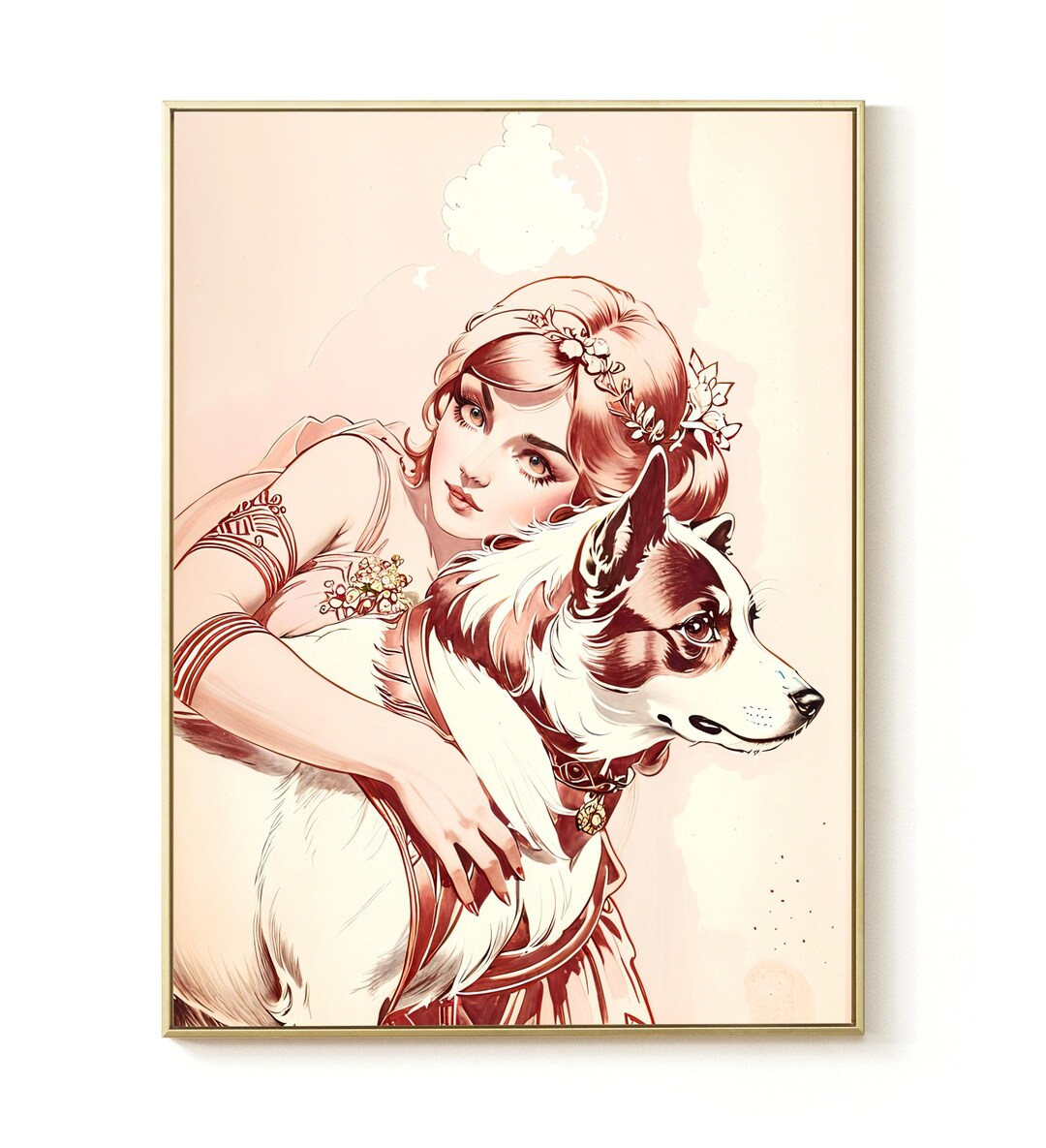 Artemis Wall Art Artemis Goddess With Dog Goddess Lovingly Embraces ...