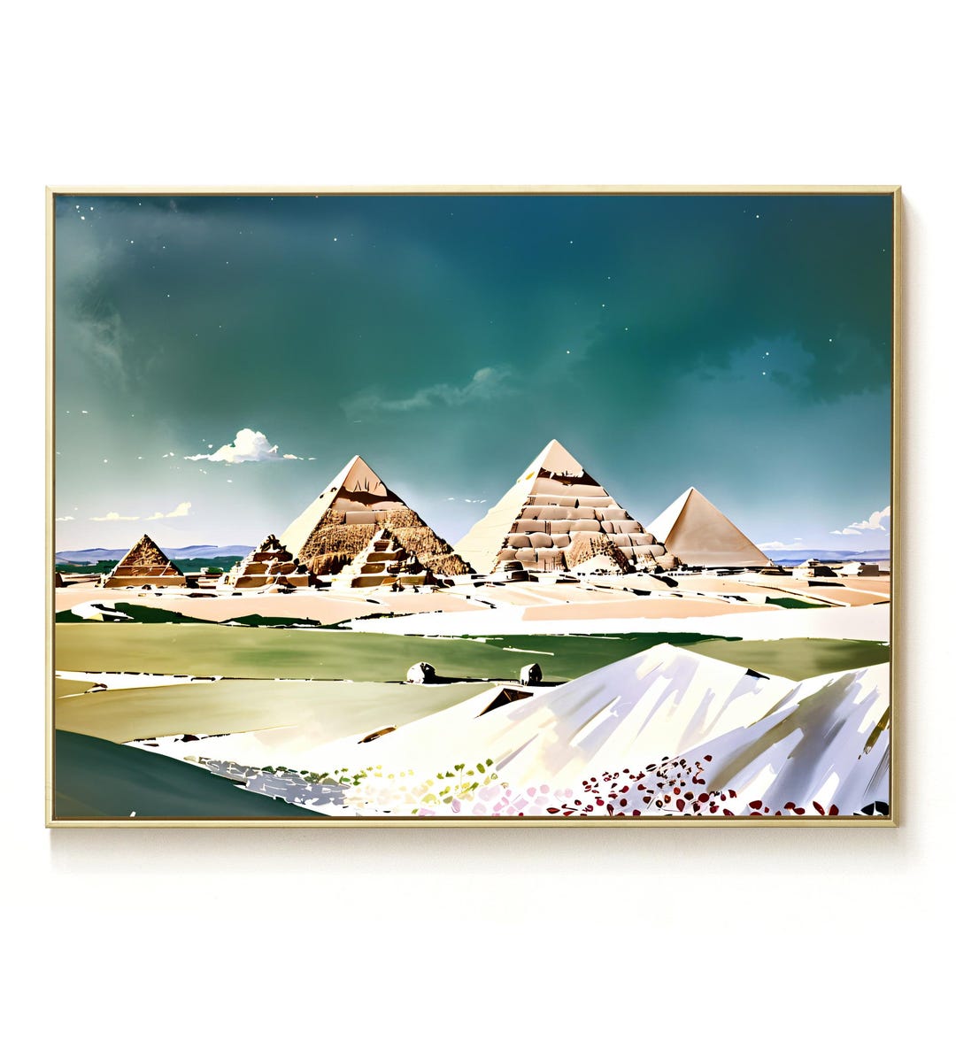 Pyramids Wall Art | Pyramids of Gizah at Night | Art Deco Pyramids ...