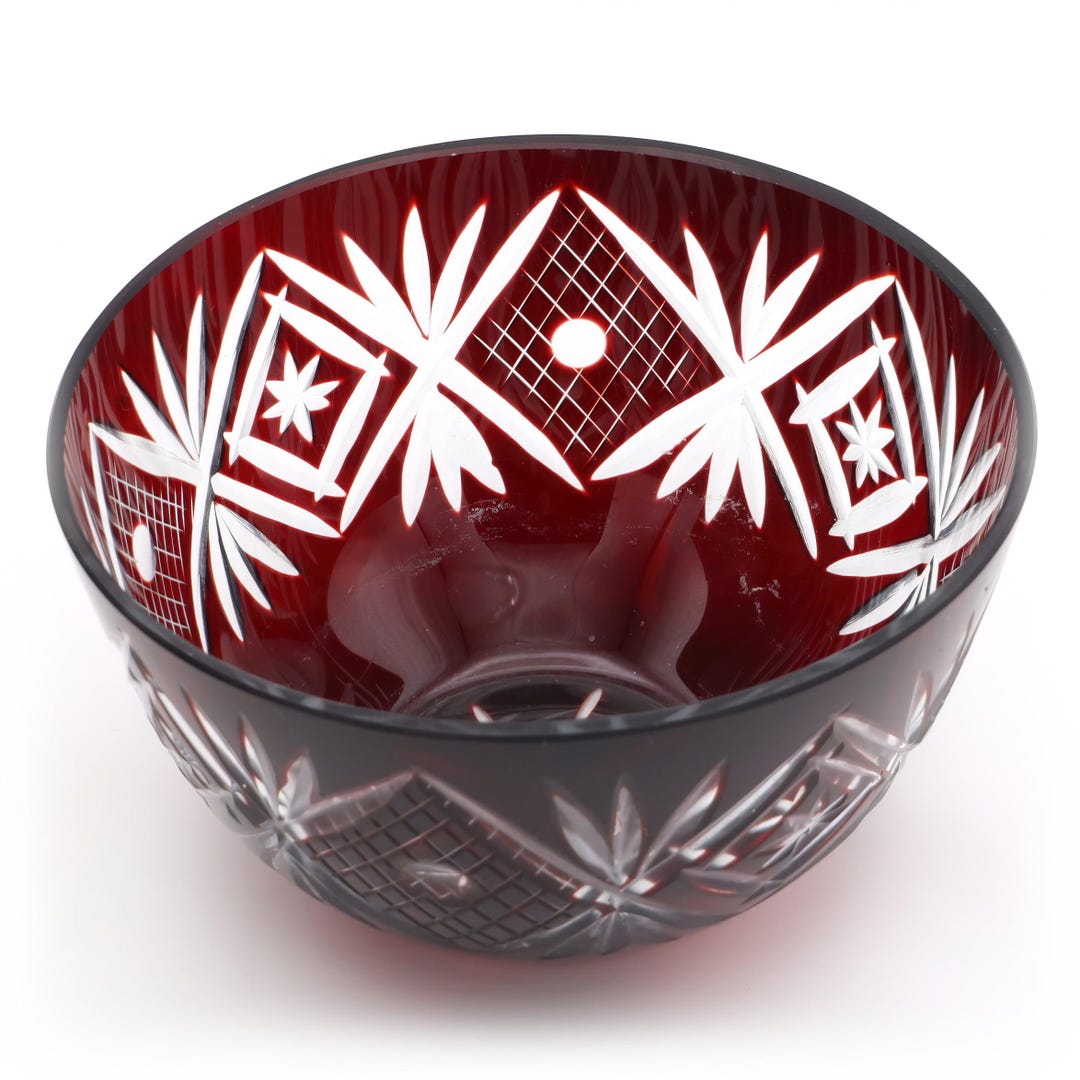 Bohemian Keepsake - Ruby Red Crystal Bowl - Vintage Trinket Tray ...