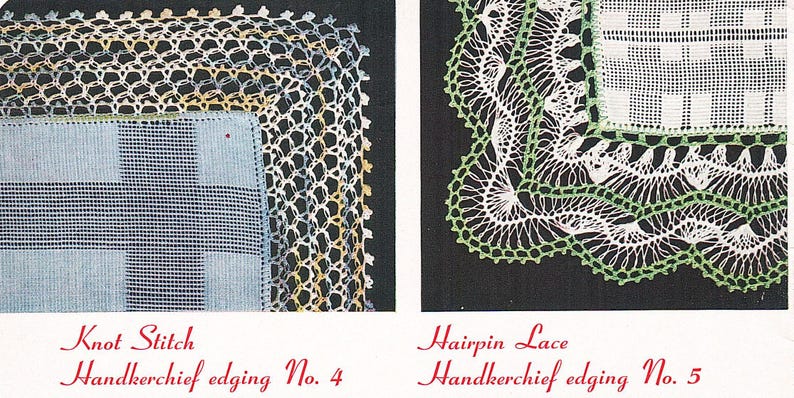 Handkerchief Edging – 1953 Vintage Crochet & Tatting Patterns (digital ...
