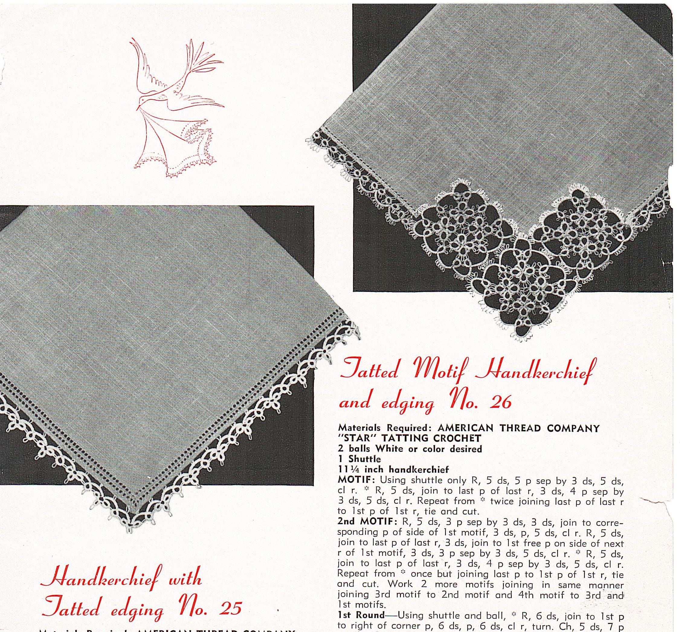 Handkerchief Edging – 1953 Vintage Crochet & Tatting Patterns (digital ...