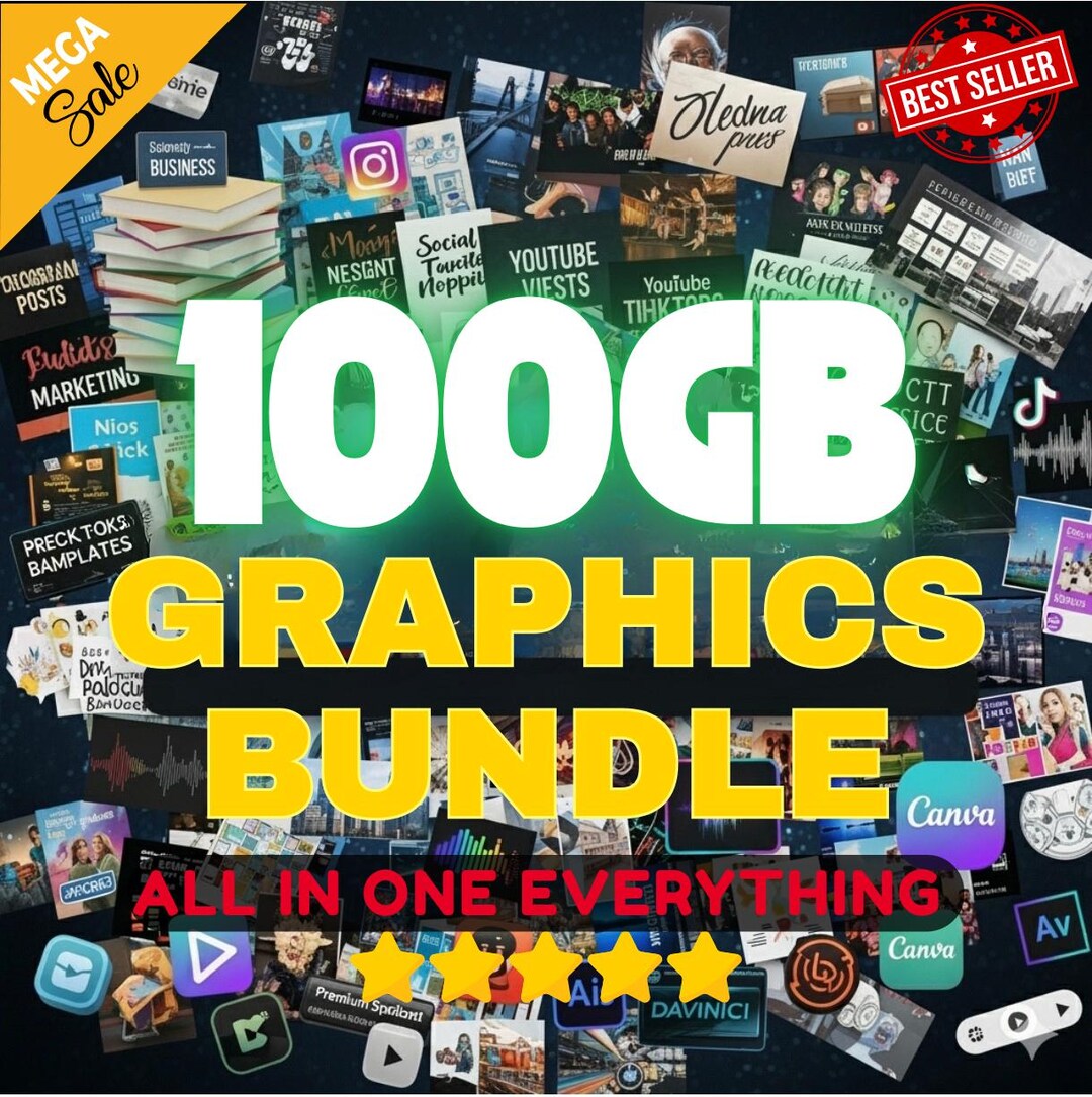 100GB Graphics Ultimate Bundle | Assets, Bonus Mega Items | Photoshop ...