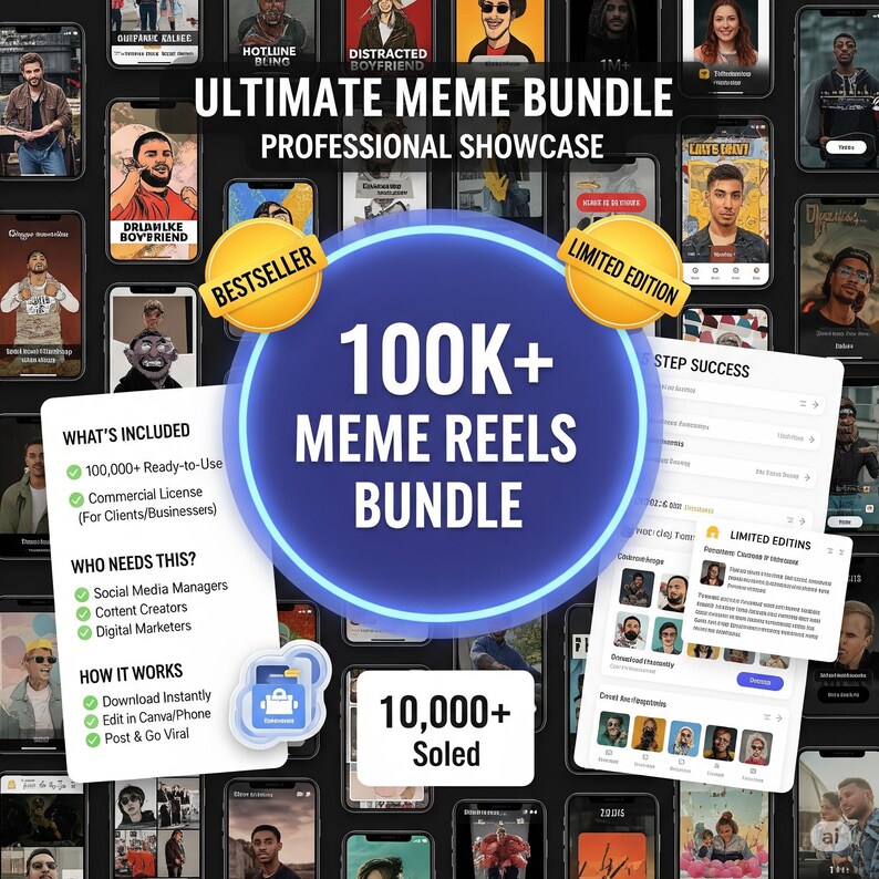 10000+ Viral Meme Reels Bundle, MP4 Format | Tiktok , Instagram ...