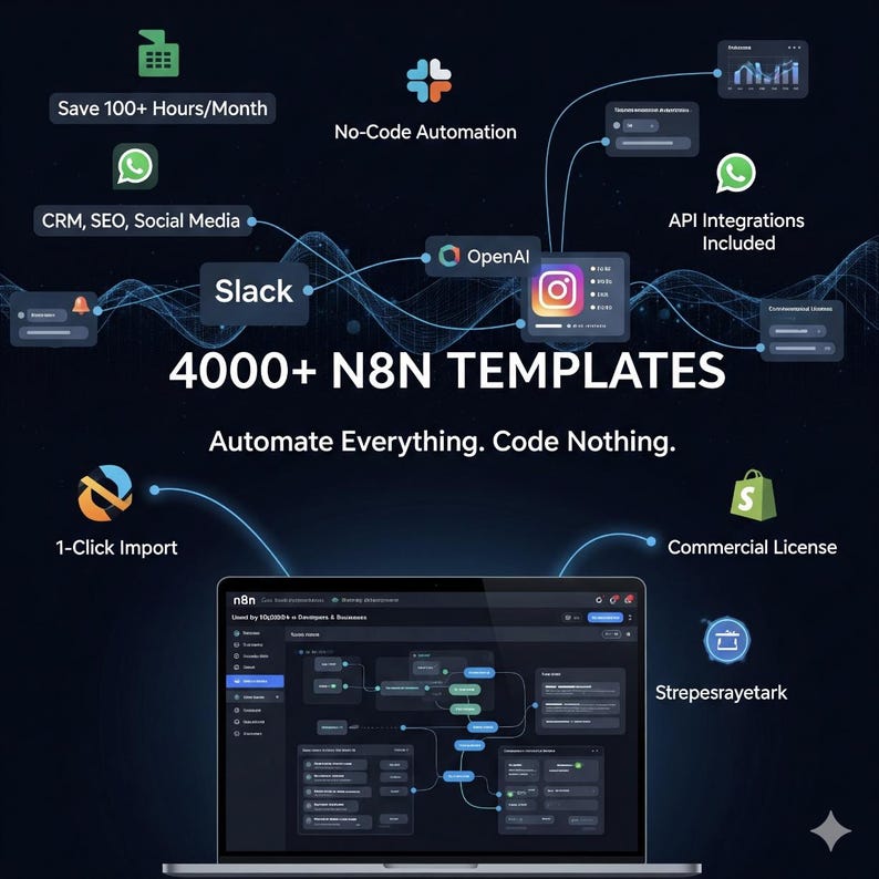 4000+ N8N Automation Templates Bundle, Workflow JSON Files, Ai ...