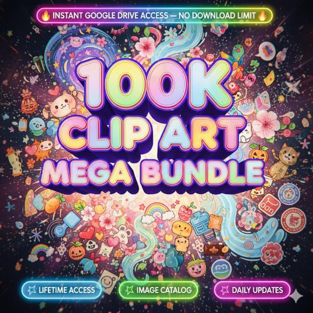 100K + Clip Art Mega Bundle Pack, Png, SVG, Eps, Aquarell lustiges Tier ...