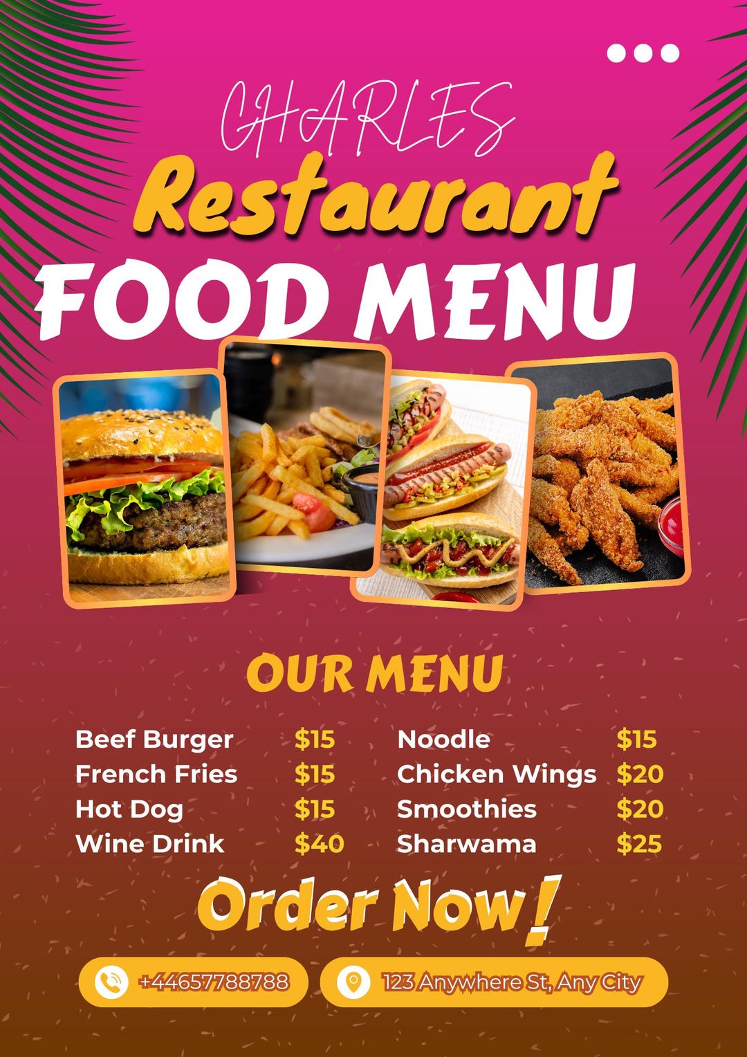 Printable Beautiful Restaurant Menu - Etsy