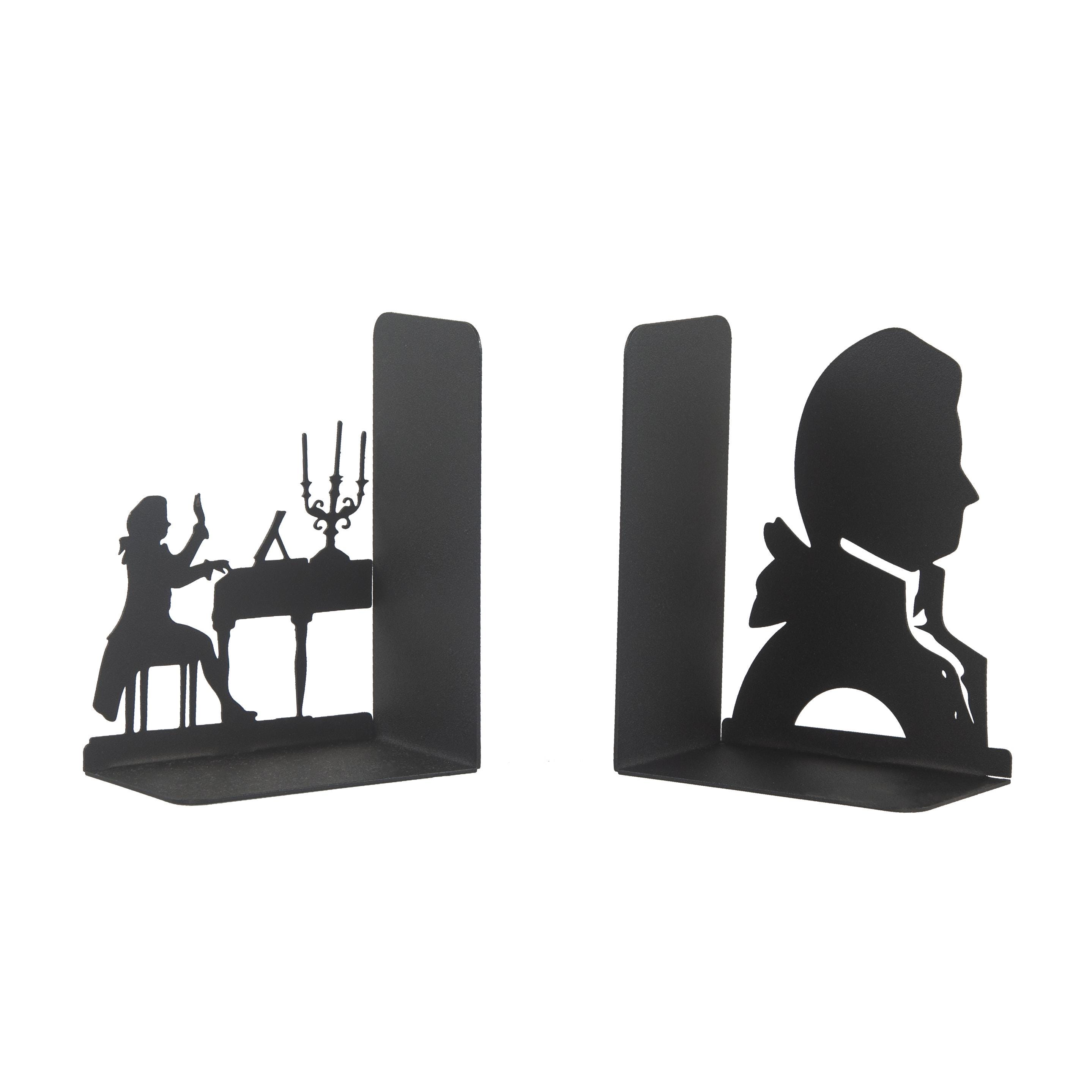 Mozart Silhouette Metal Bookends, Classical Music Decor - Etsy