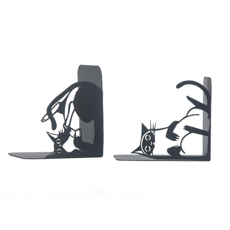 Bookend With Cats Figure, Lazy Cats Cartoon Figured Metal Bookends ...