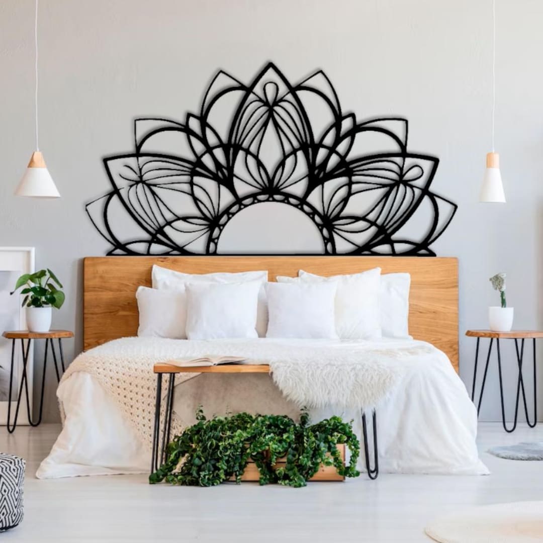 Vintage Headboard, Mandala Patterns Headboard, Above Bed Decor, Bedroom ...