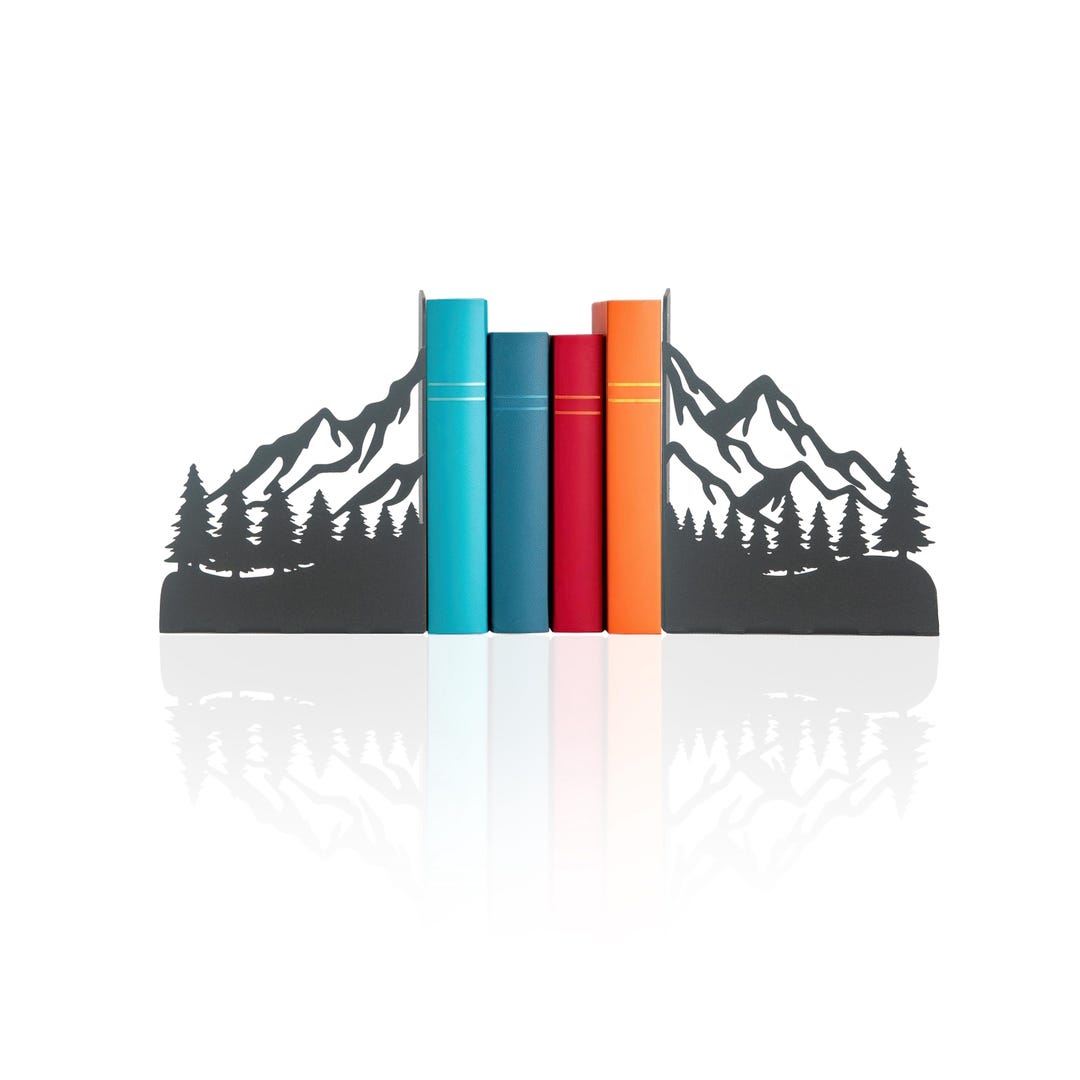 Mountain Bookends, Decorative Mountain Silhouette Metal Bookends ...