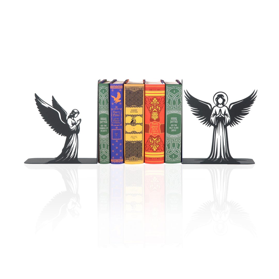 Bookend With Angel Figure, Religious Metal Bookends, Religion Themed ...