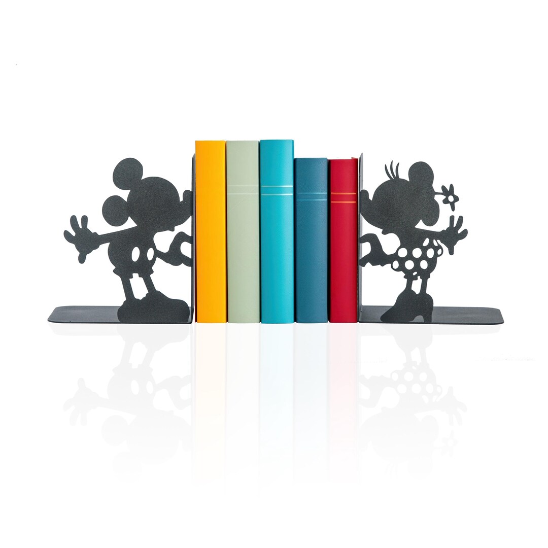 Mickey and Minnie Bookends, Decorative Cartoon Characters Mouse Figures ...