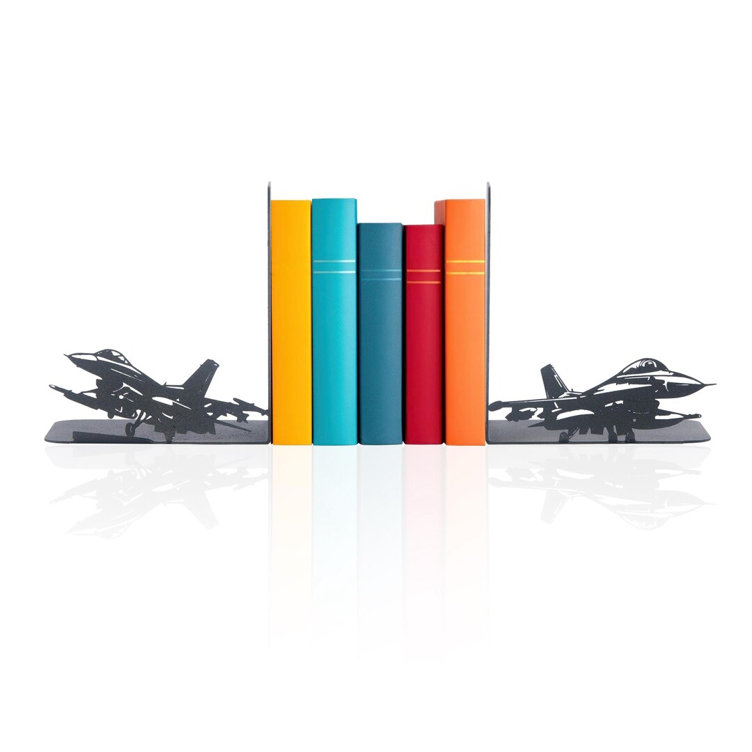 Bookends With Fighter Aircraft Metal Bookend, Airplane Bookend ...