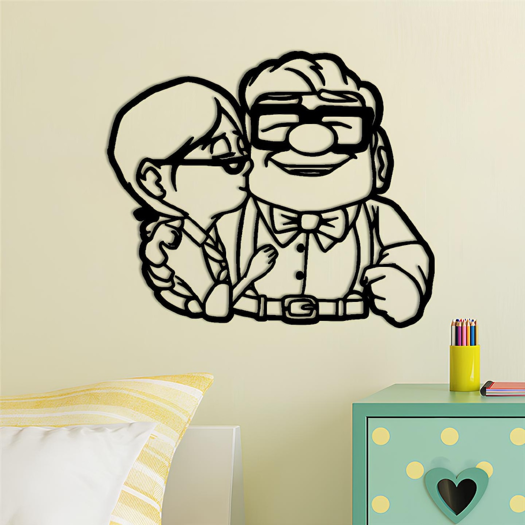Carl and Ellie Steel Wall Art, up Cartoon Couple, Anniversary Gift - Etsy