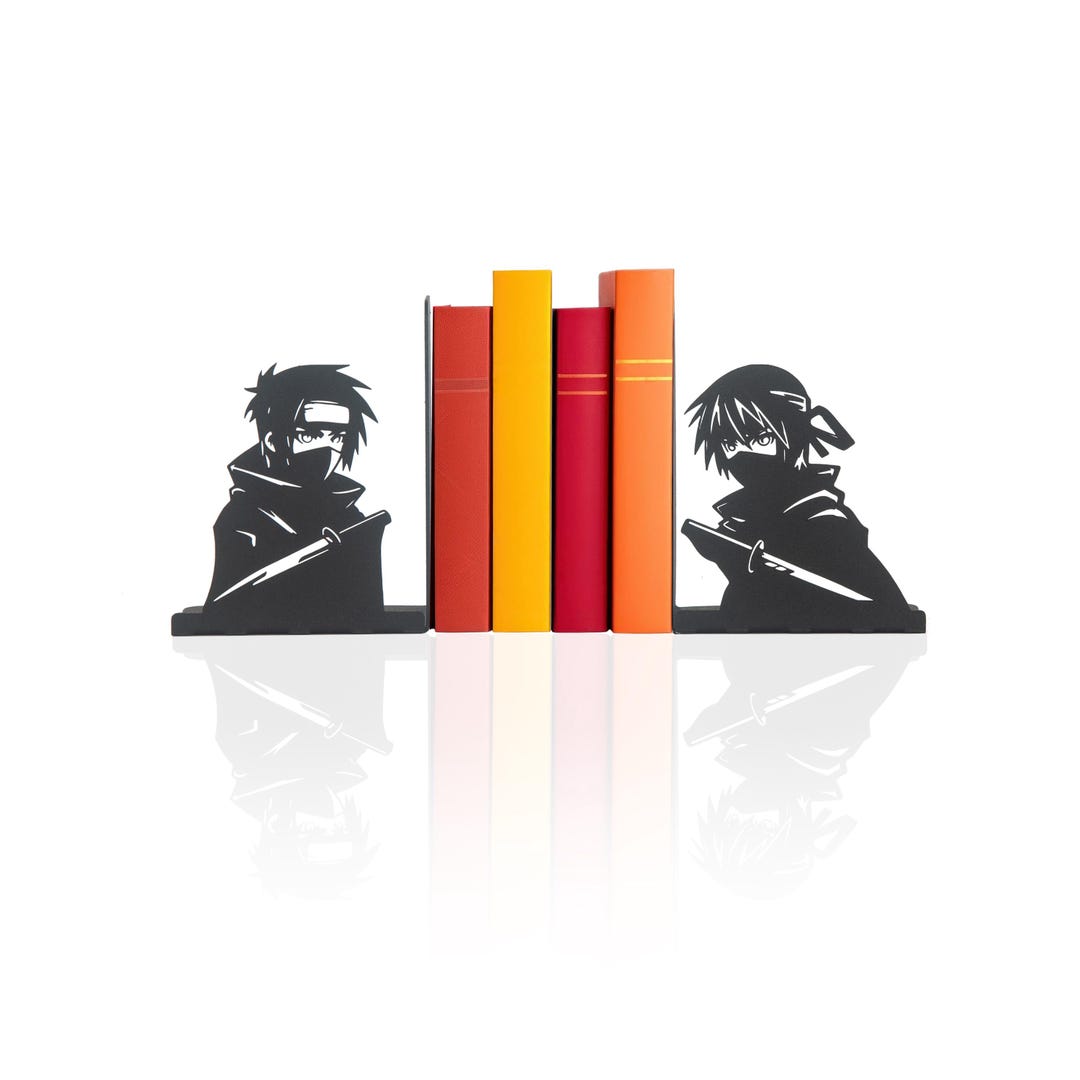 Anime Heroes Silhouette Bookends, Manga Theme Book Holders, Cartoon ...