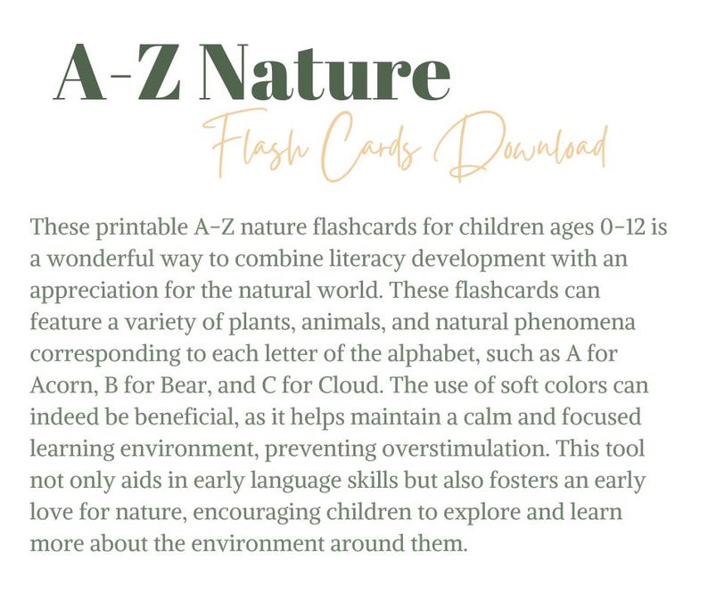 Nature A-Z Flashcards Download - Etsy