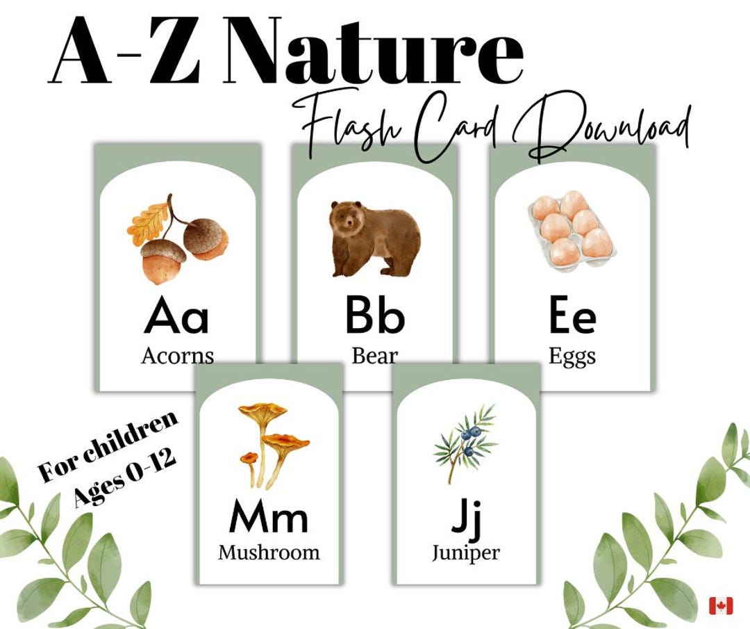 Nature A-Z Flashcards Download - Etsy