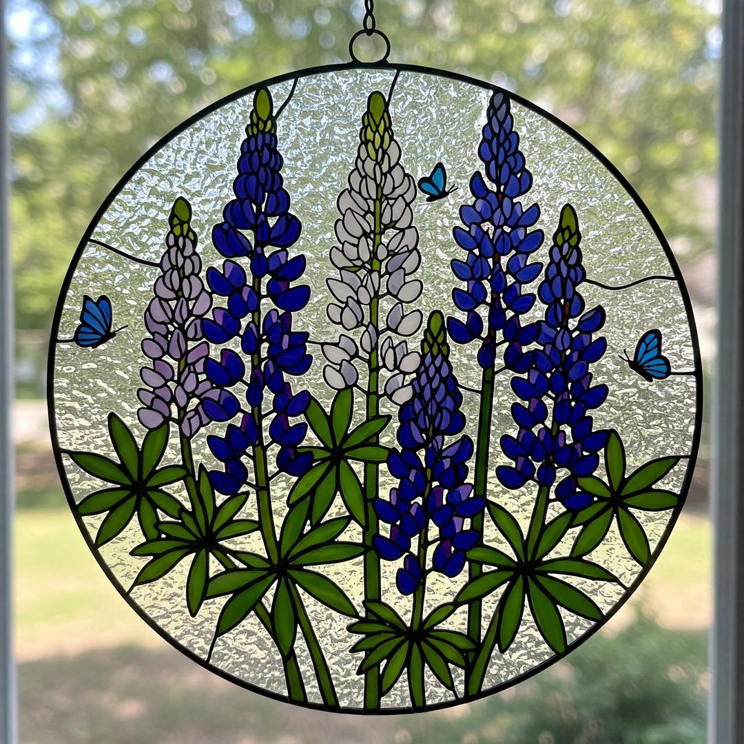 Texas Bluebonnet Stained Glass Suncatcher, Texas State Flower ...