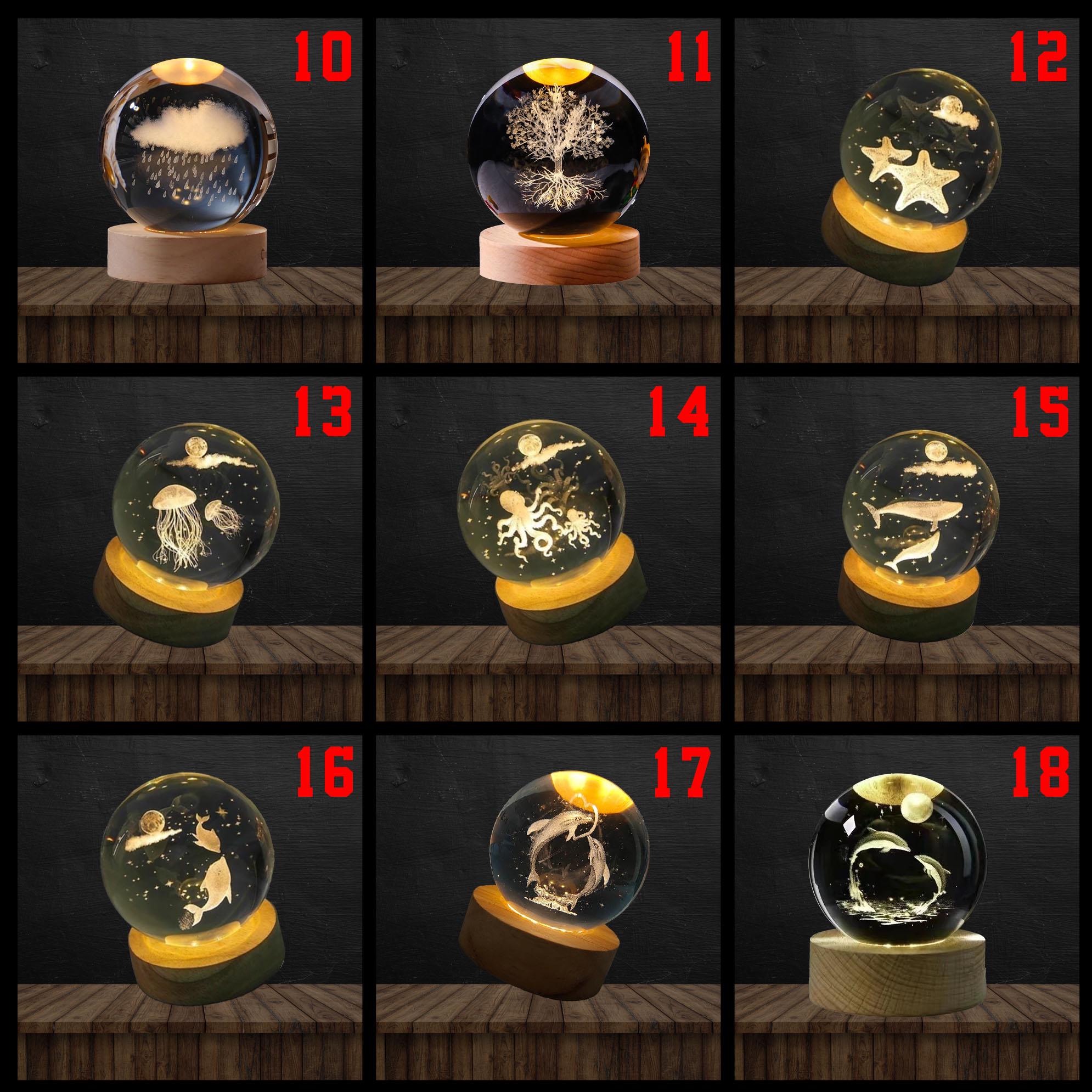 3D Solar System Globe Lamp, Solar System Crystal Ball Lamp, 3D Engraved ...