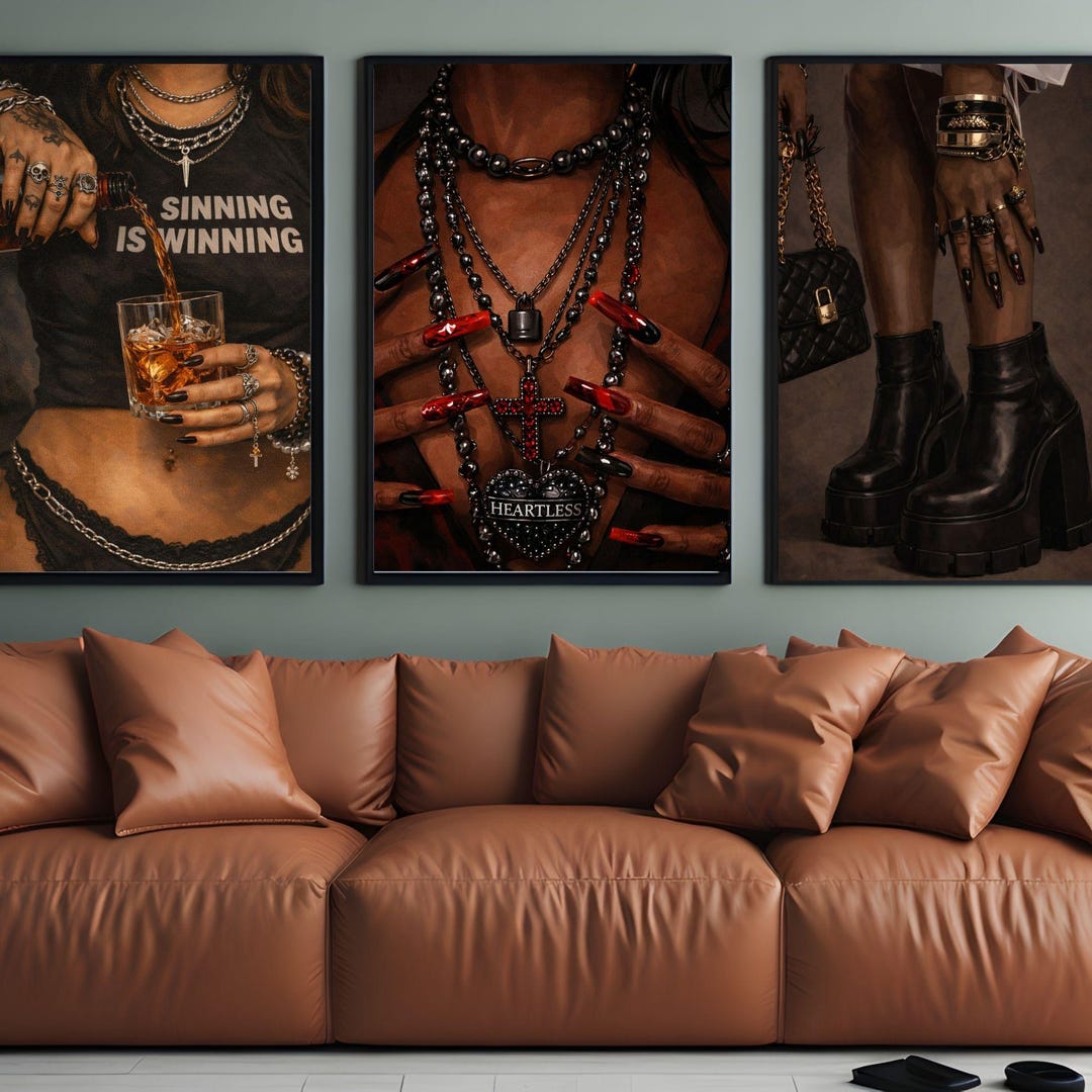 Dark Feminine Fashion Prints Set | Gothic Edgy Home Decor (PDF Files ...