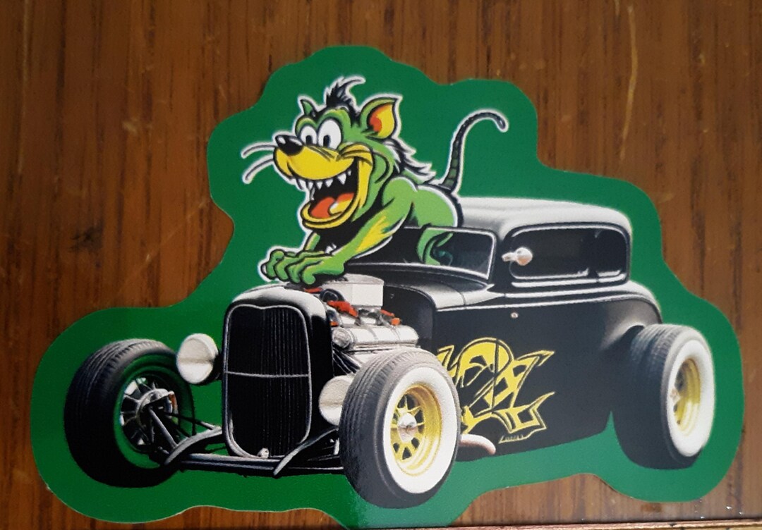 Retro Car Stickers Rat Fink Vinyl Decals Cars Custom Truck Hat Tools ...