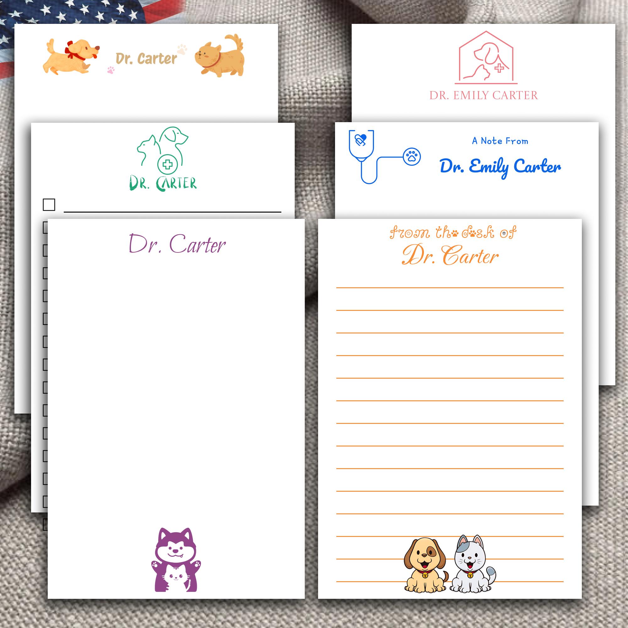 Personalized Veterinarian Notepad – Custom Name Vet Stationery – Cute ...