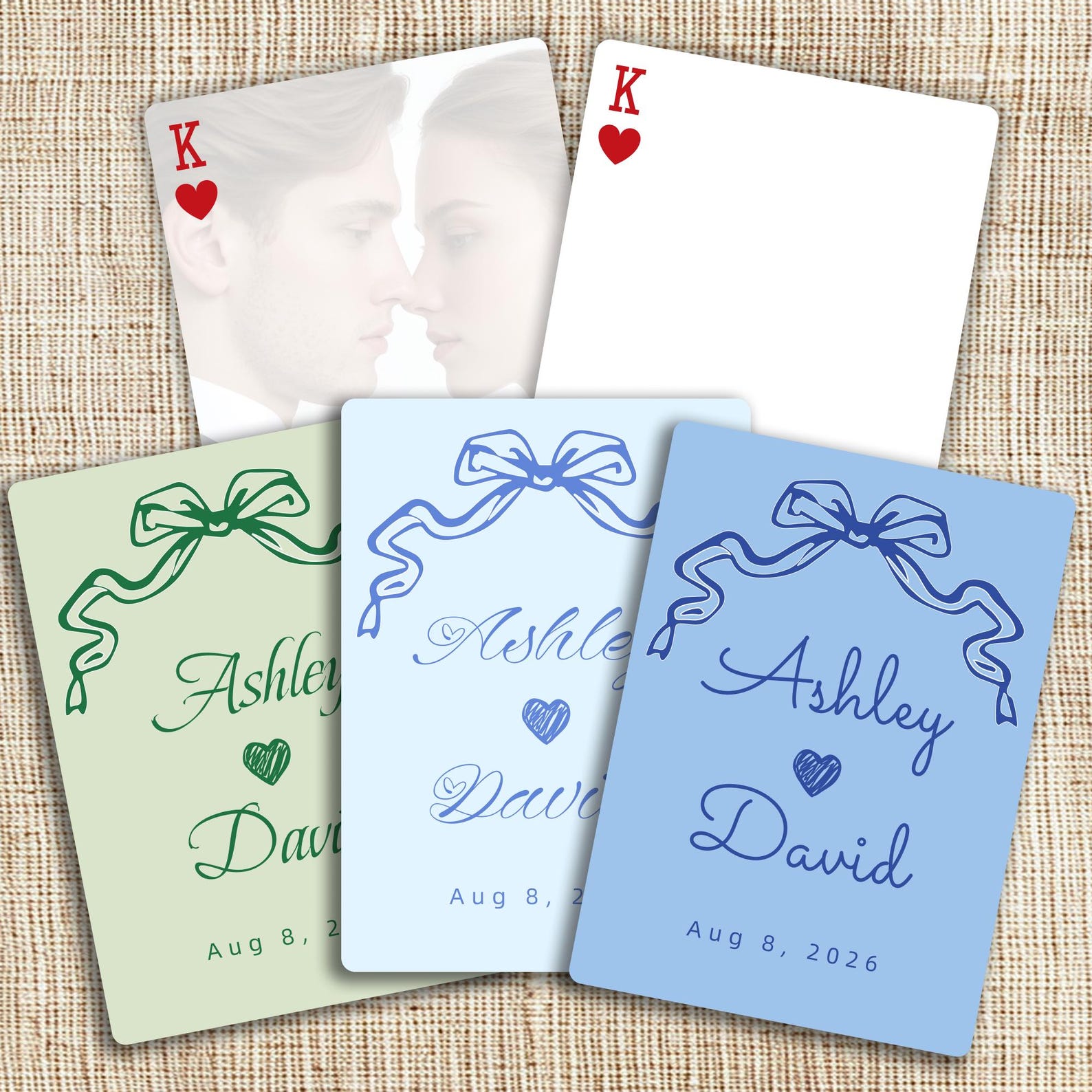 Custom Wedding Guest Book Playing Cards – Bow & Heart Design ...