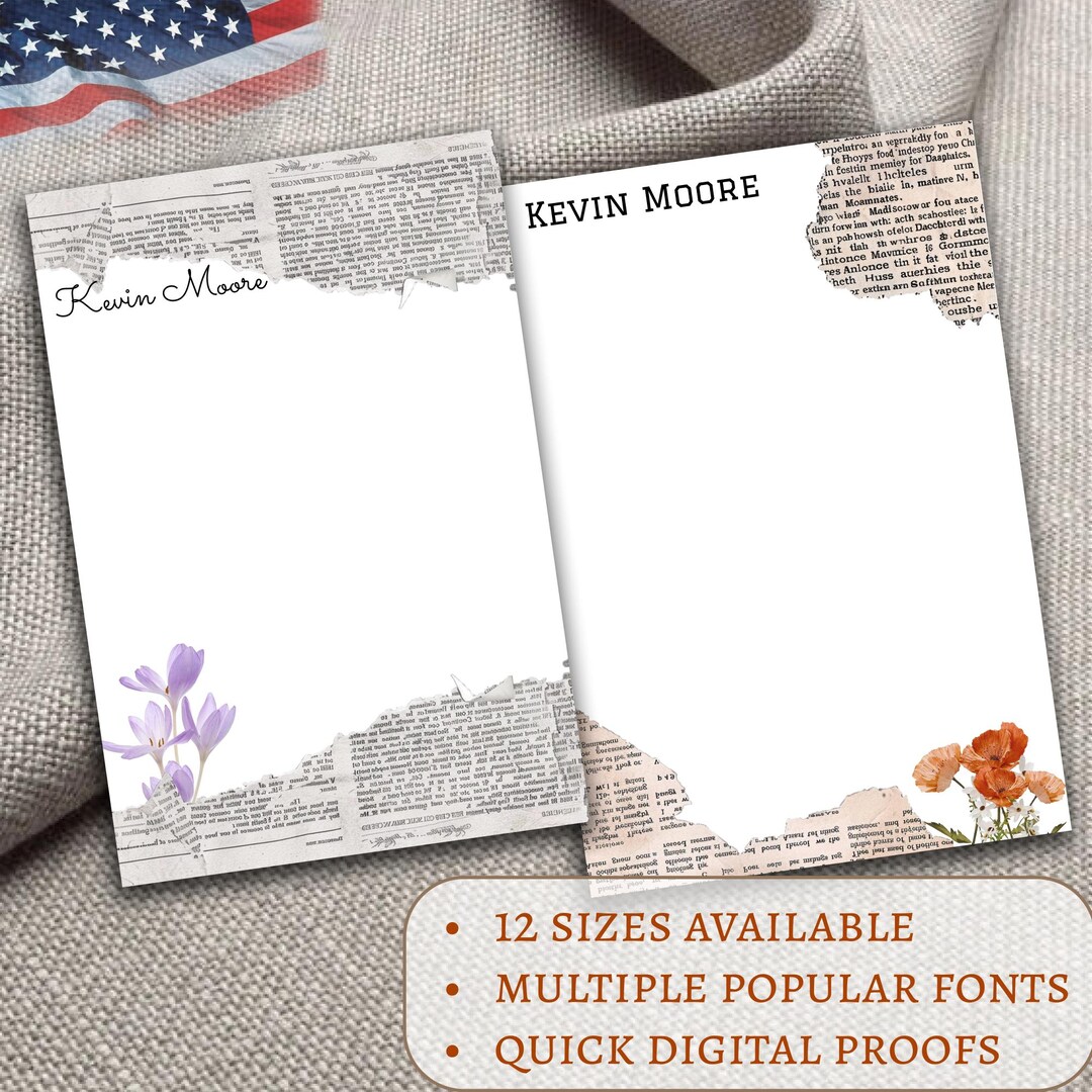 Personalized Vintage Notepad With Newspaper & Floral Design – Perfect ...