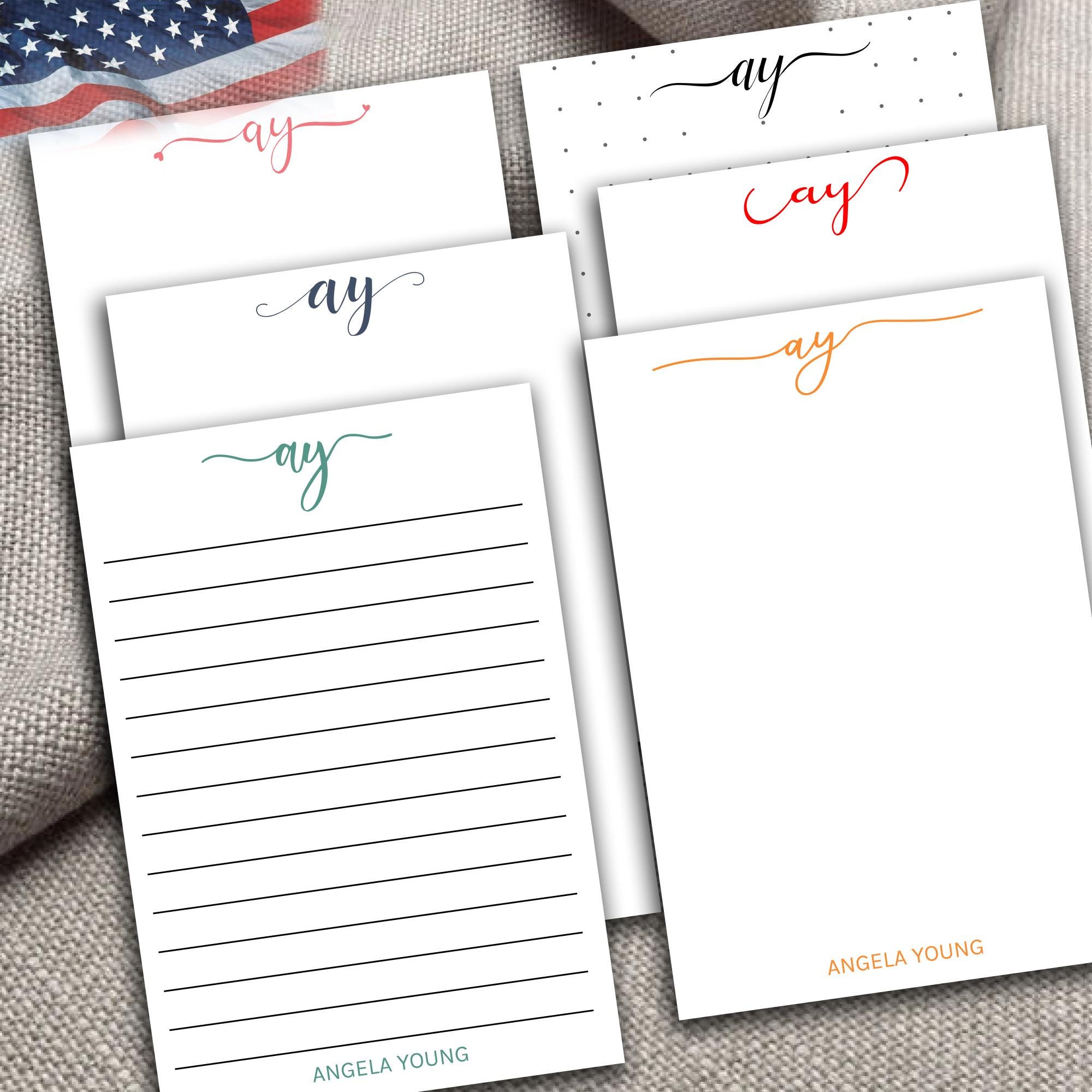 Personalized Notepad, Personalized Brush Lettered Notepad With Swashes ...