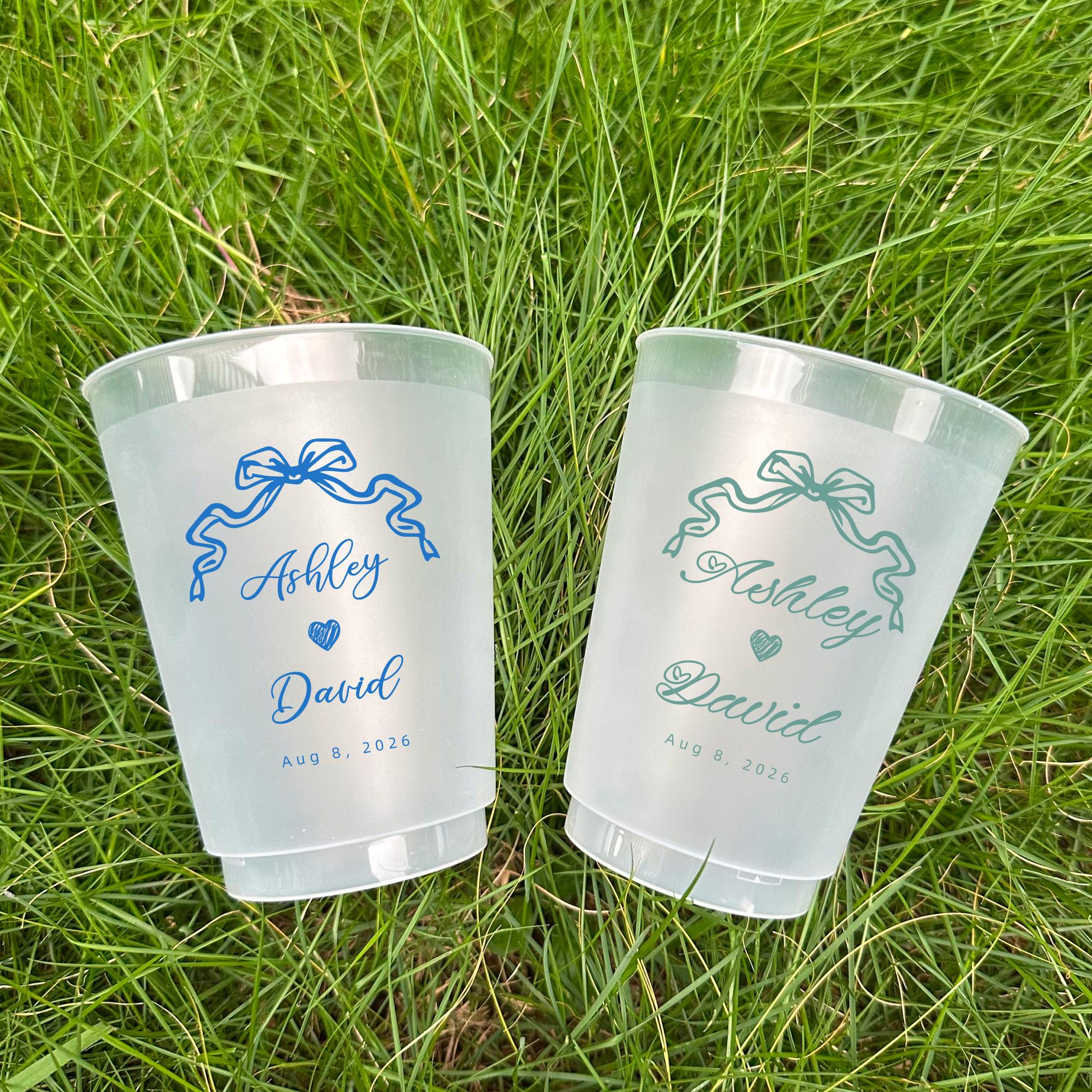 Personalized Frosted Wedding Cups – Custom Names & Date – Elegant ...