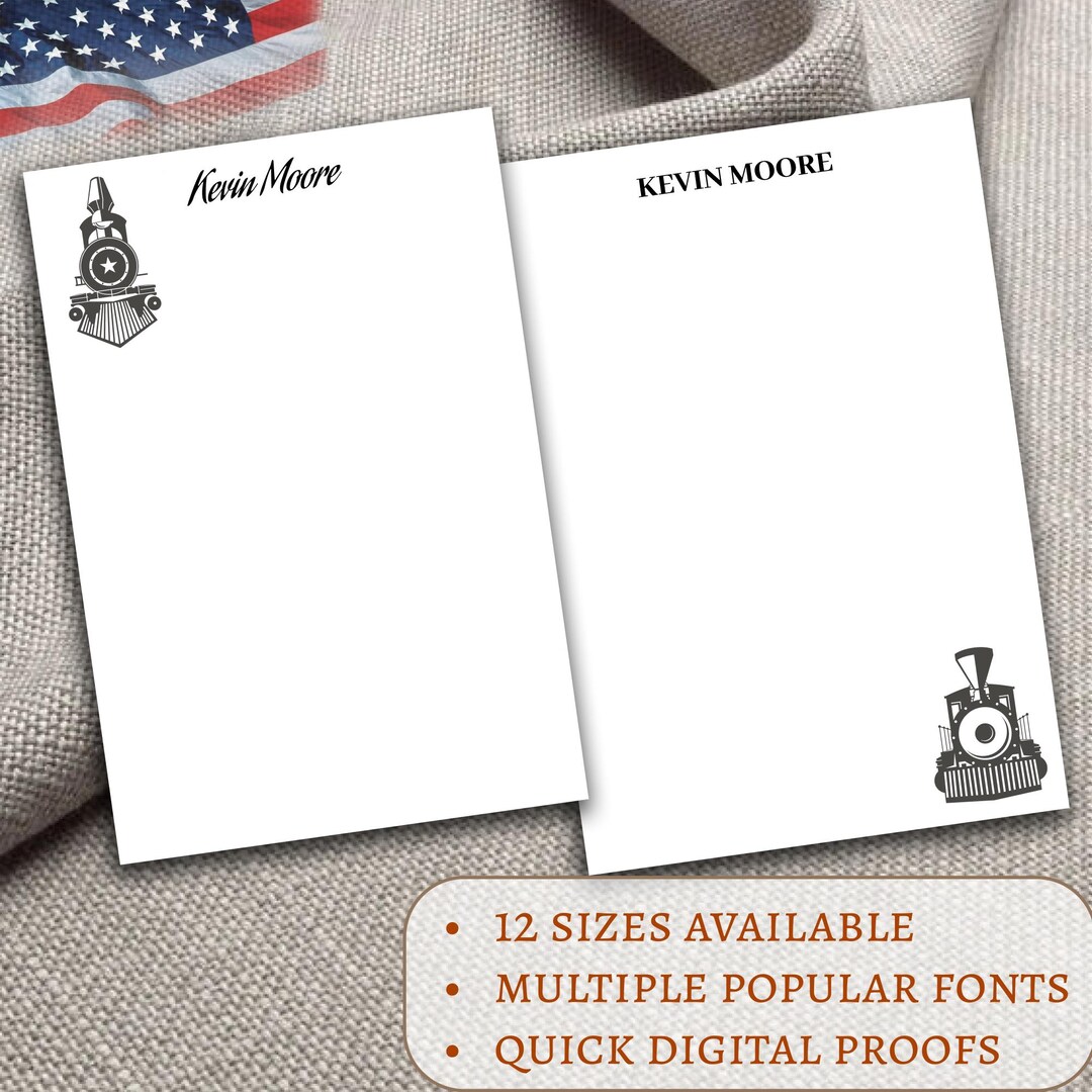 Personalized Train Notepad - Custom Name Steam Locomotive Stationery ...