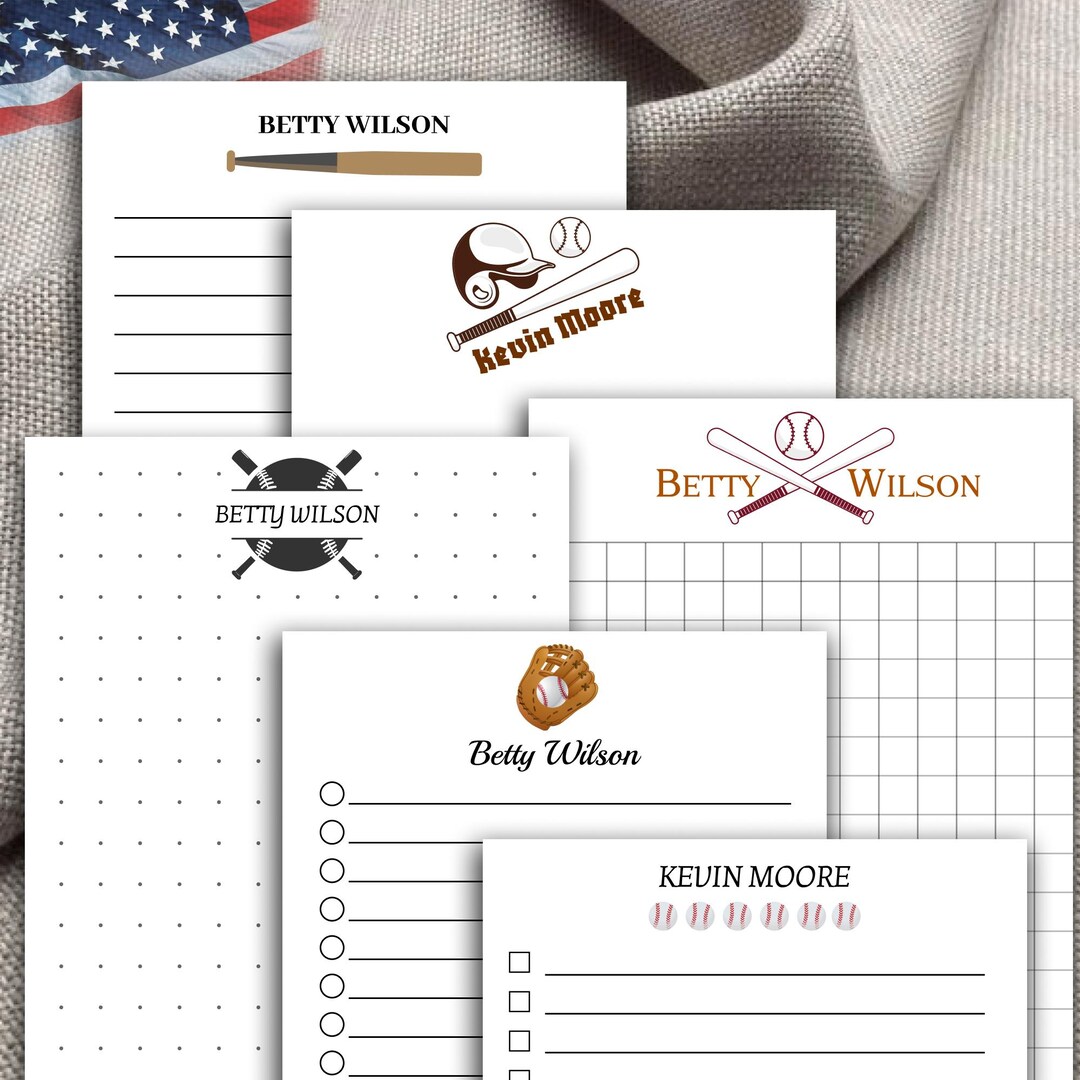 Personalized Baseball Notepad for Sports Lovers – Custom Name Memo Pad With Bat, Glove, Ball ...