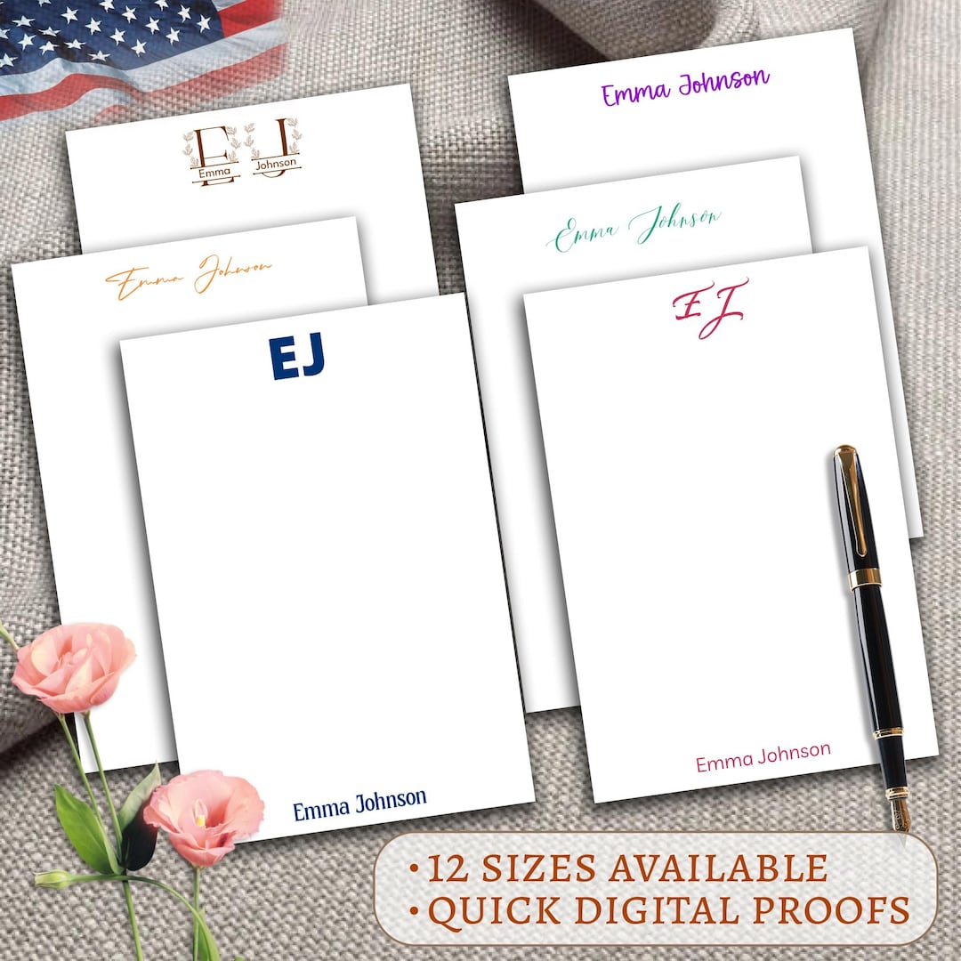 Personalized Monogram Notepad – Custom Stationery With Initials ...