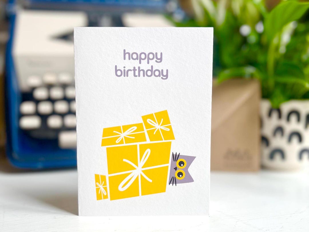 Grey Cat Birthday Card / Happy Birthday Card / Card for Friend, Family ...