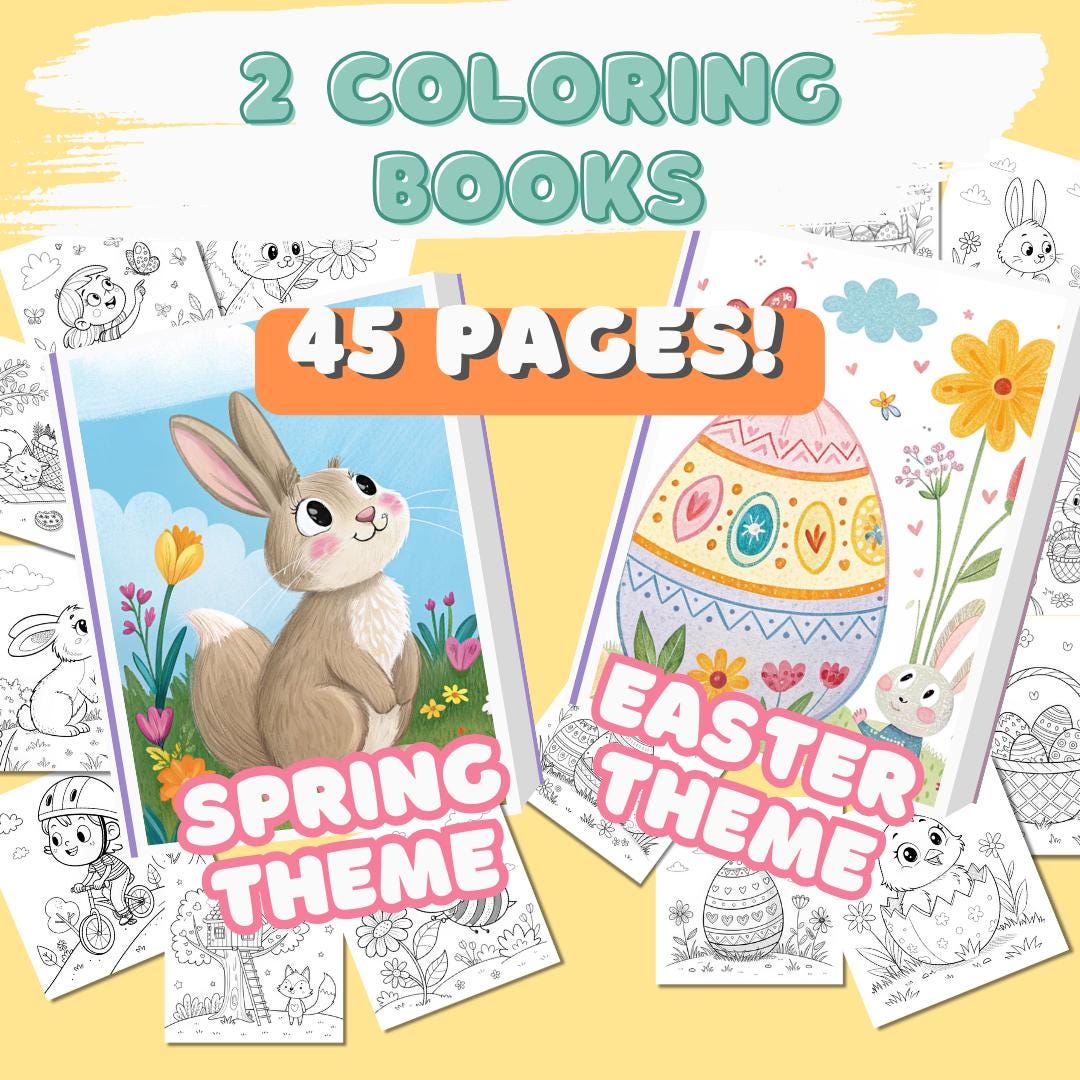 Spring & Easter Coloring Book | Easter Bunnies and Eggs | Printable ...
