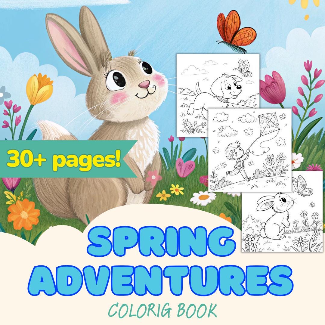 Spring Coloring Pages for Kids – Cute Animals & Cozy Spring Scenes ...
