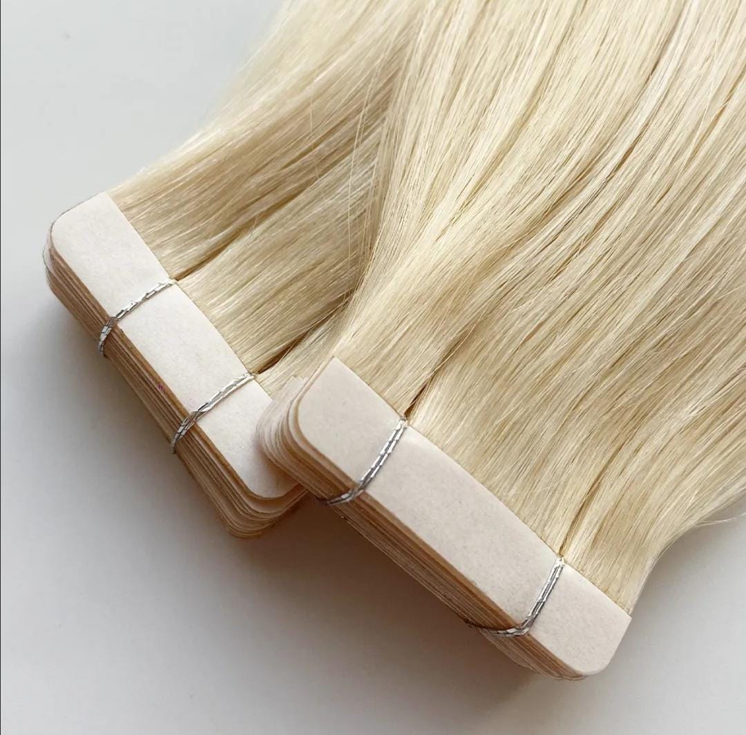 Russian Tape-in Hair Extensions, Light Roots Blonde Human Hair ...
