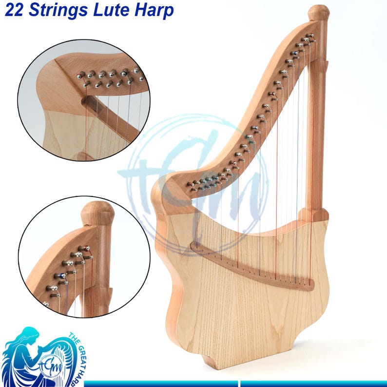 22 String Lute Harp in Rosewood Stunning Ethnic World Musical ...