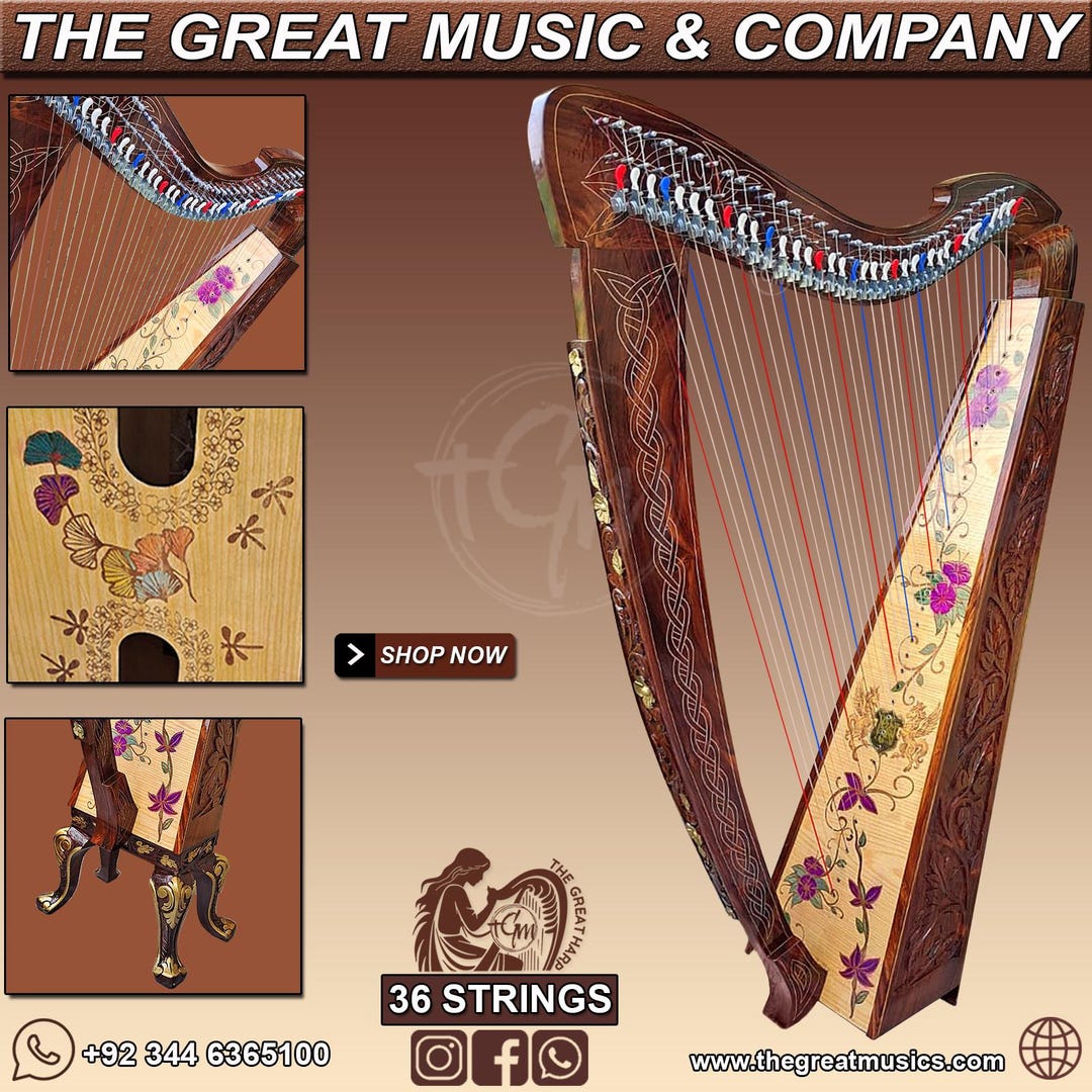 36 Strings Fully Customized Harp – Premium Handcrafted Design ...